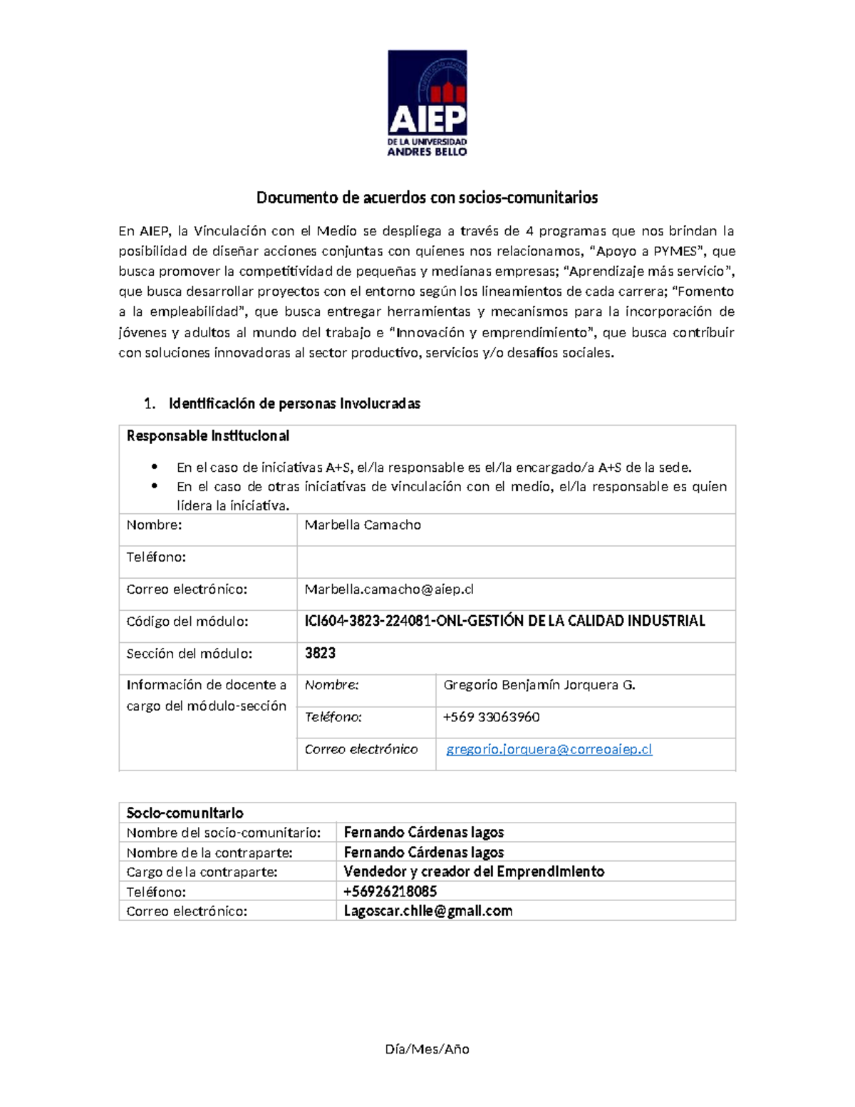 Acuerdo Socio Comunitario - Documento de acuerdos con socios ...