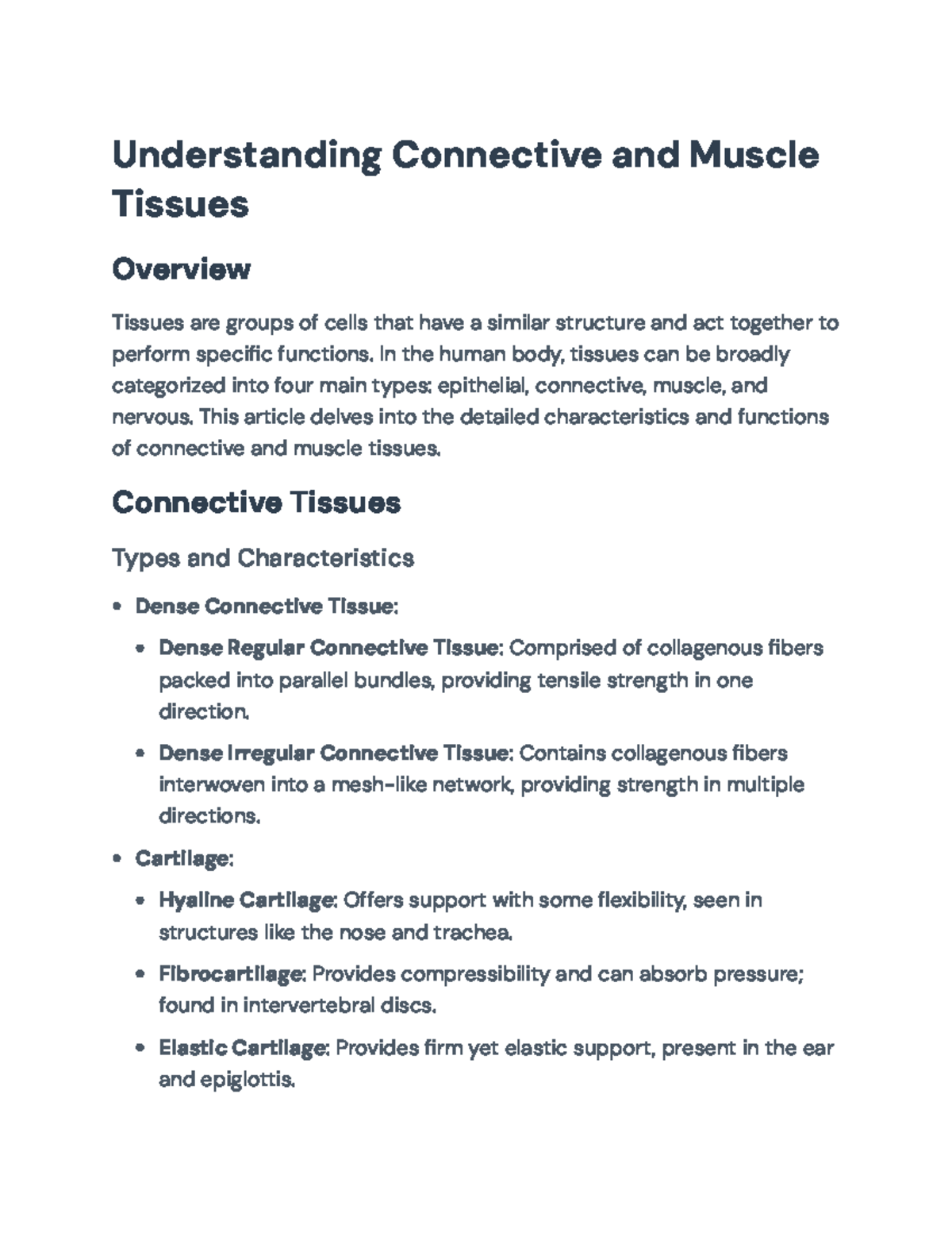 Understanding Connective, Muscle, and Nervous Tissues: Key Insights - Understanding Connective ...