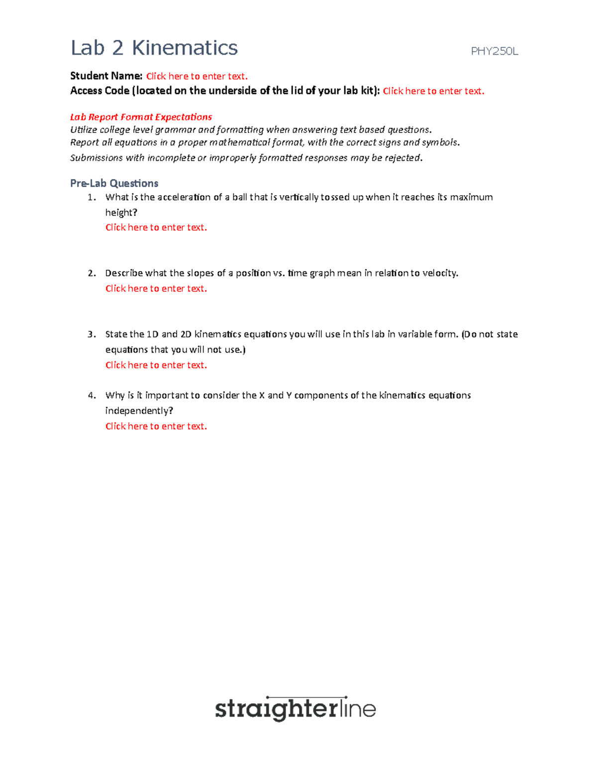 PHY250L Lab 4: Free Fall & Projectile Motion Experiment Guidelines ...