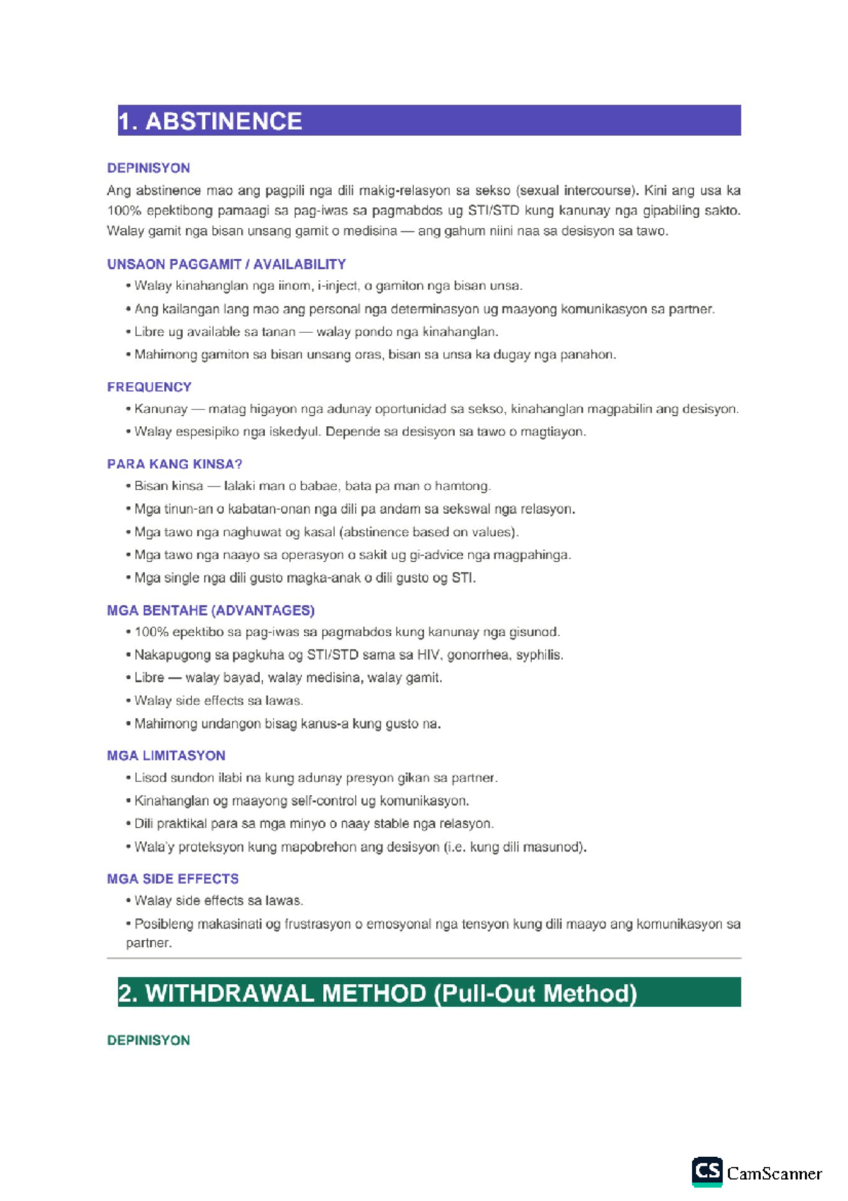 Family Planning Methods Overview (CS) - Studocu