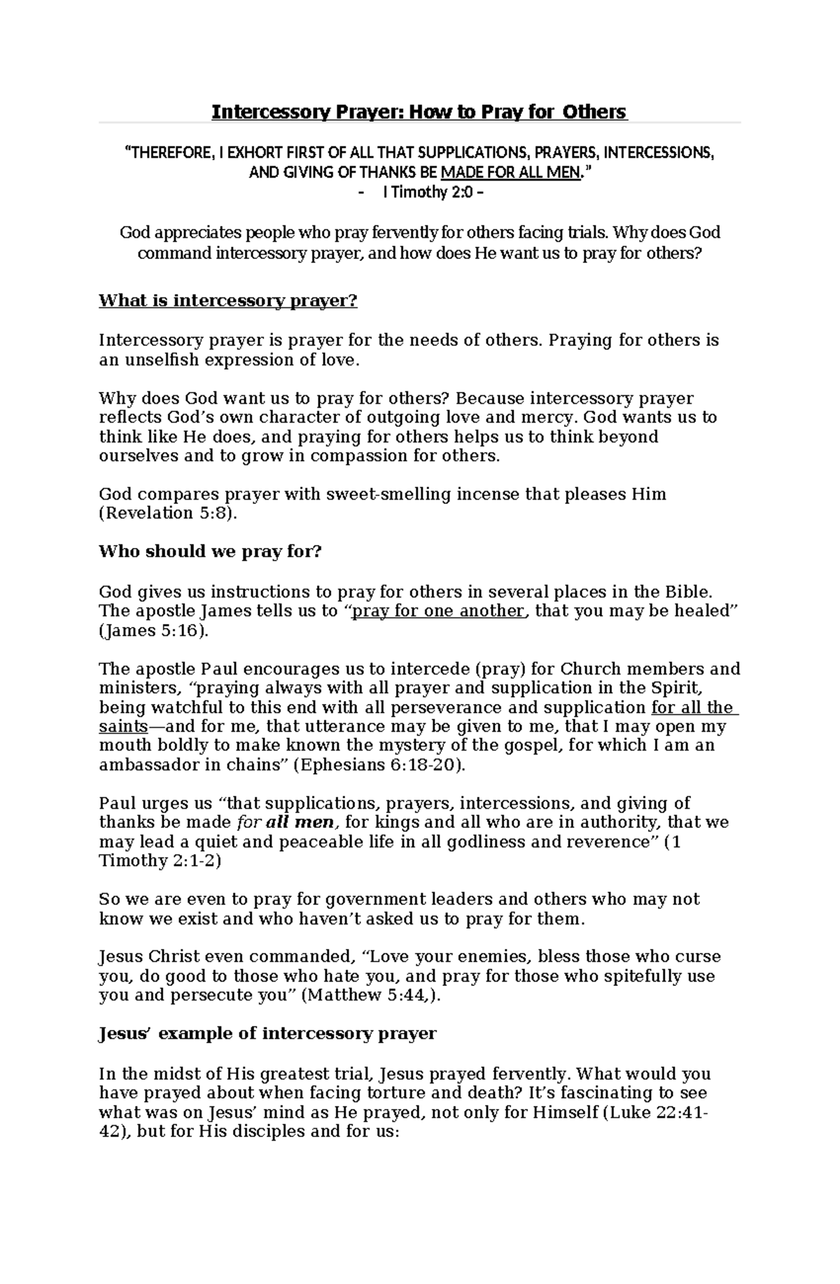 Intercessory Prayer - ryht - Intercessory Prayer: How to Pray for ...