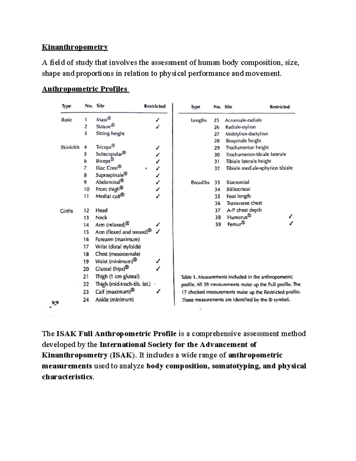 Everything in Sports Kinanthropometry - Kinanthropometry A field of ...
