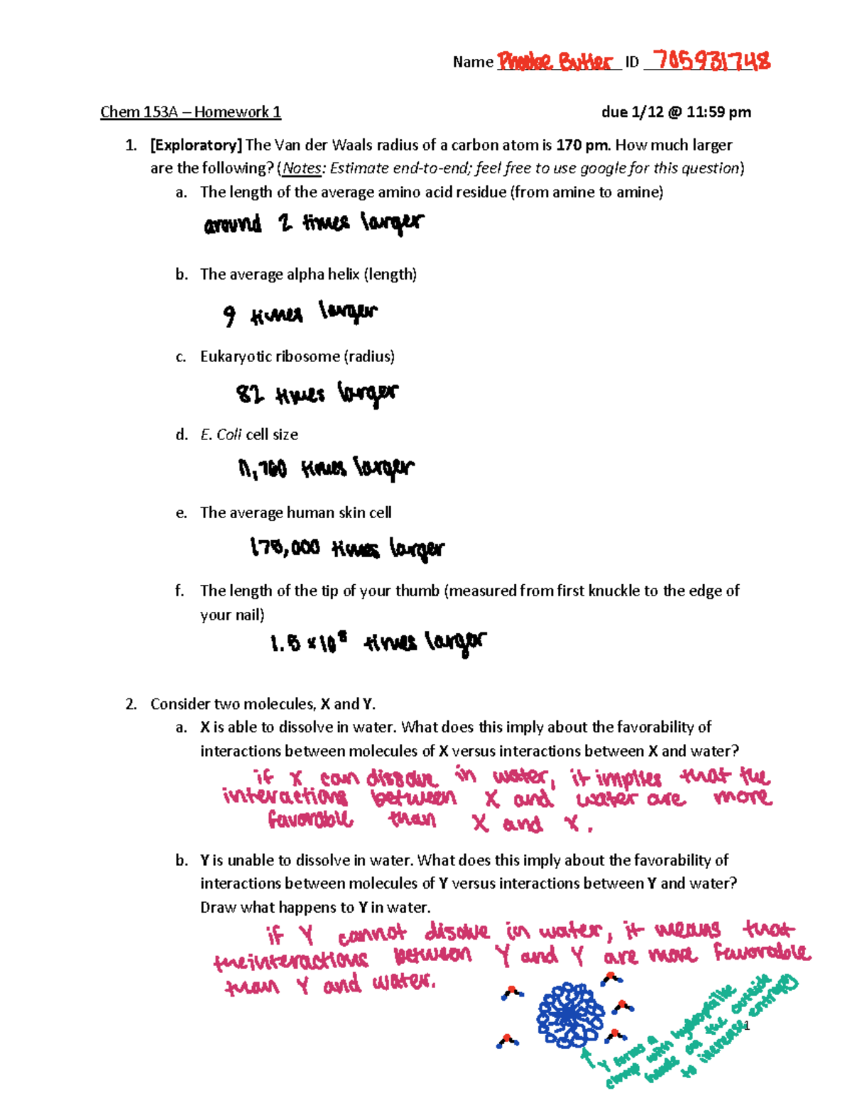 Chem 153A - Homework 1: Van der Waals Radius & Molecular Interactions ...
