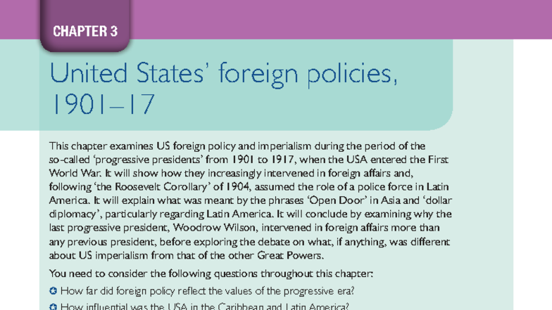 Chapter 3: US Foreign Policies and Imperialism (1901-1917) - Studocu