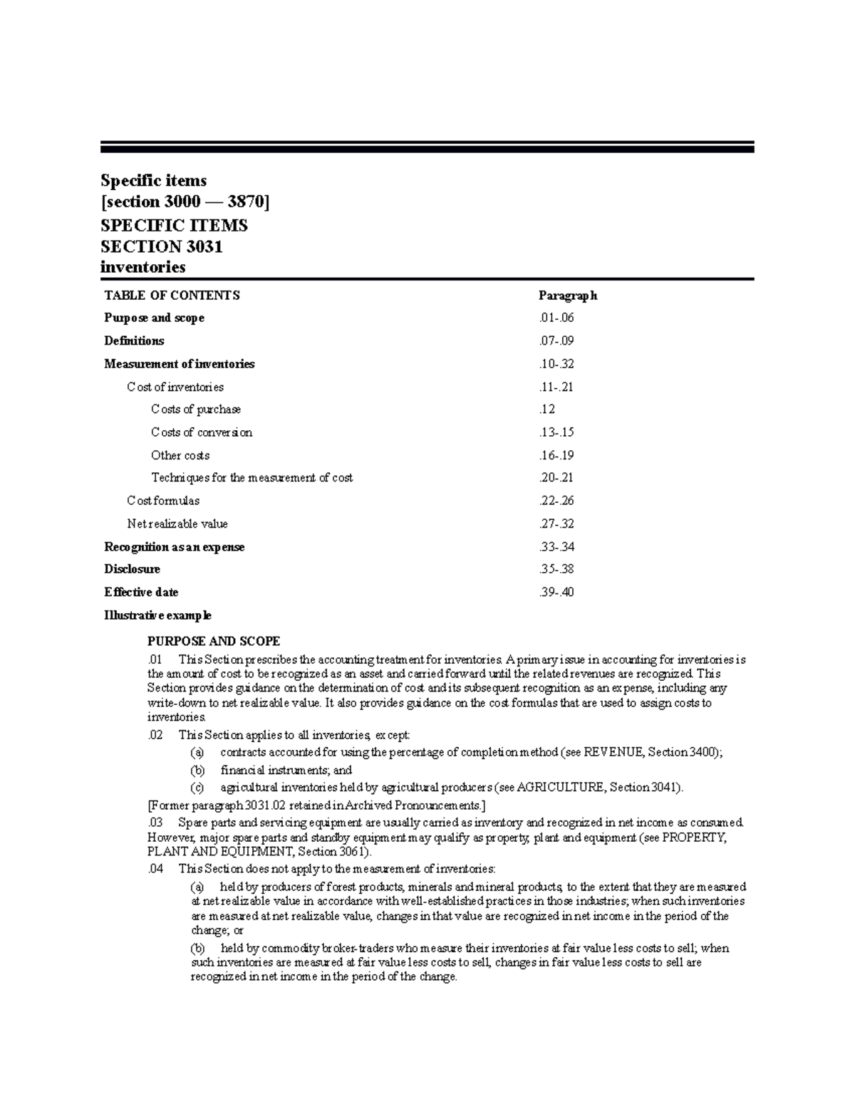 Inventory Measurement according to ASPE Section 3031 Standards - Studocu