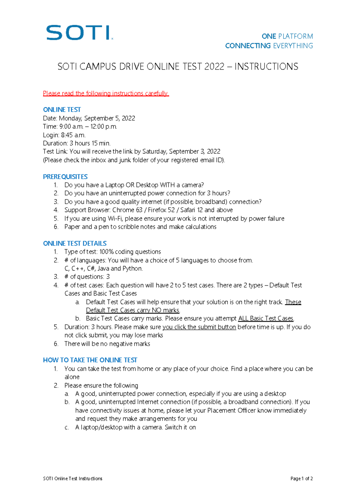 Workbook for SE - ONE PLATFORM CONNECTING EVERYTHING SOTI Online Test ...