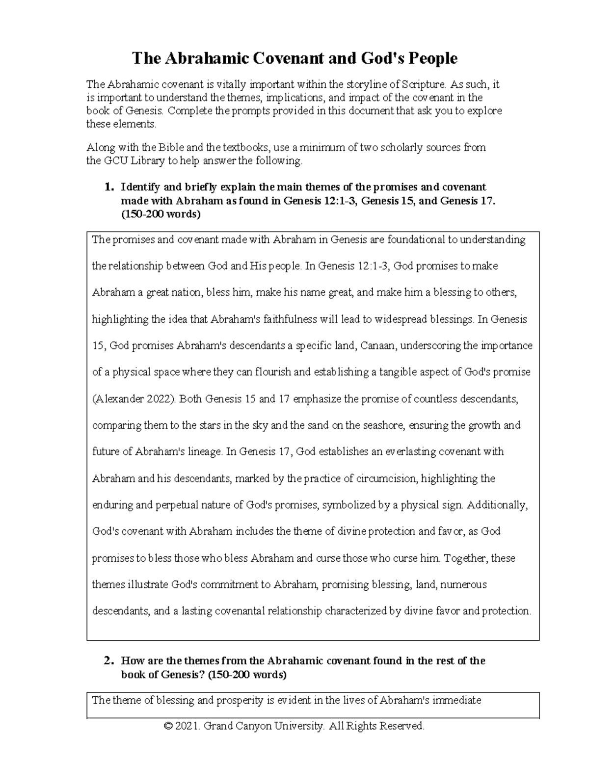 Exploring the Themes of the Abrahamic Covenant in Genesis - Studocu
