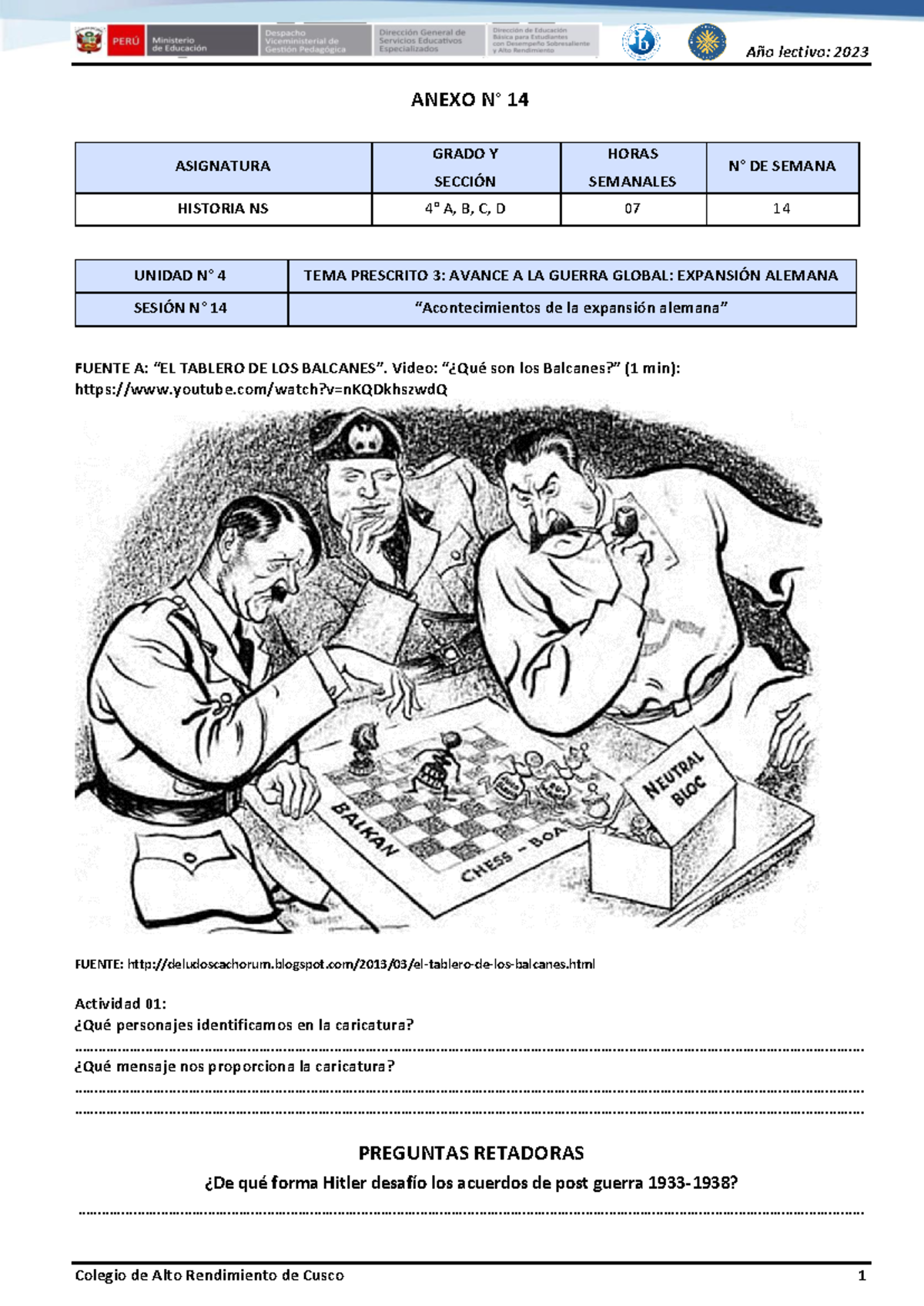 Anexo Sesión 14 -Acontecimientos de la expansión alemana - ANEXO N° 14 ...