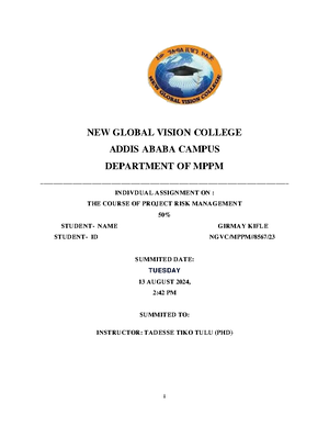 Management Information System - NEW GLOBAL VISION COLLEGE DIVISION OF DISTANCE EDUCATION COURSE ...