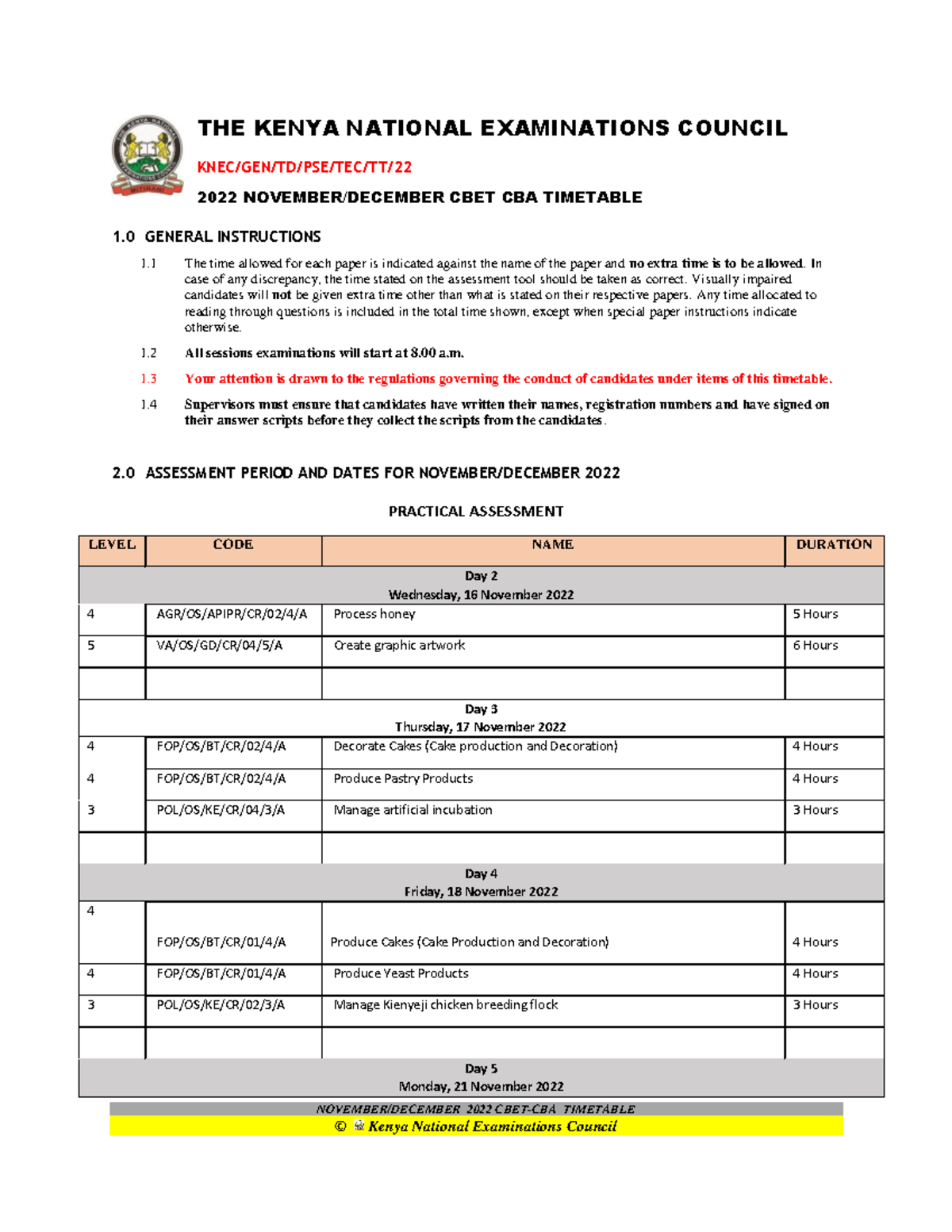 Cdacc Timetable Nov 2022 - NOVEMBER/DECEMBER 2022 CBET-CBA TIMETABLE ...