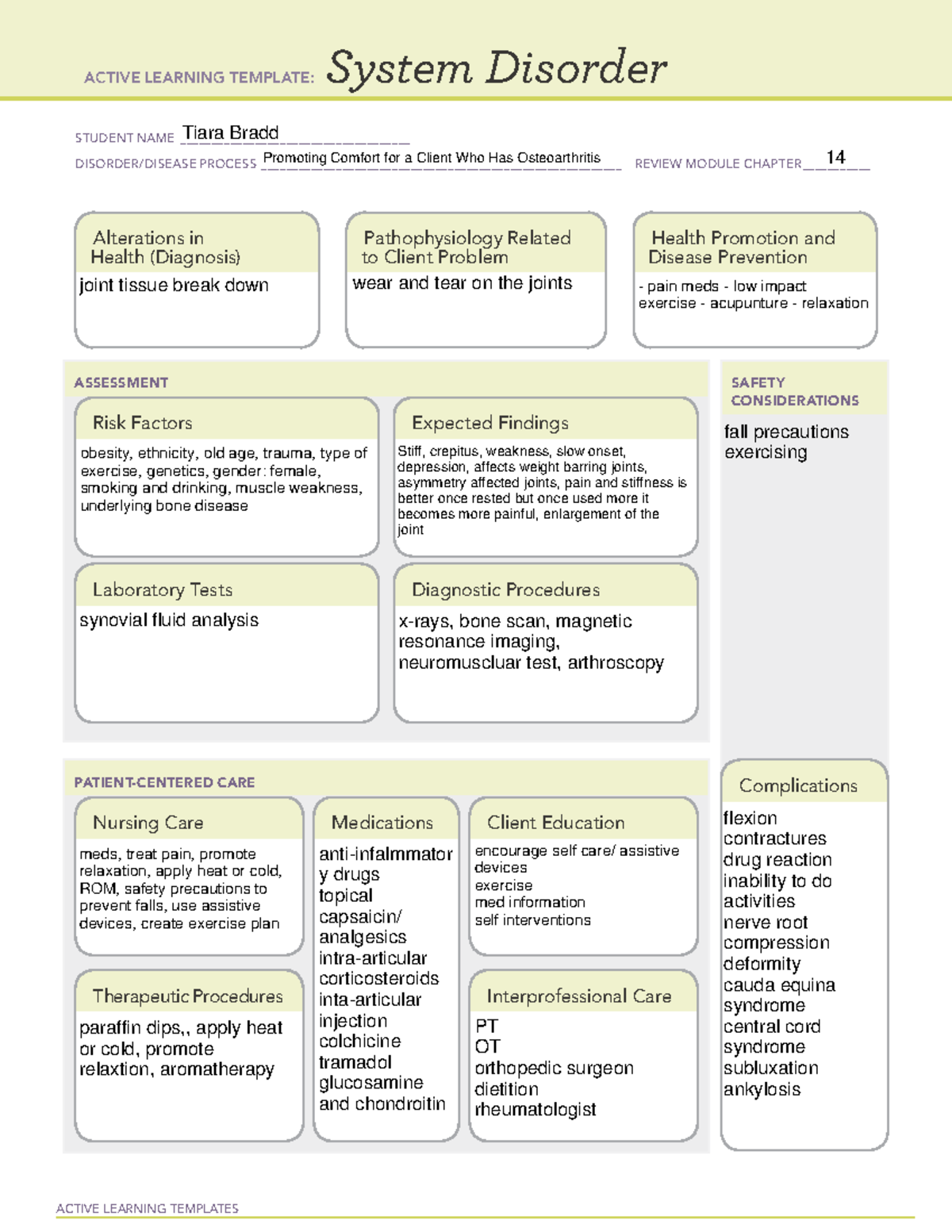 Promoting Client Comfort in Osteoarthritis Care: Active Learning ...