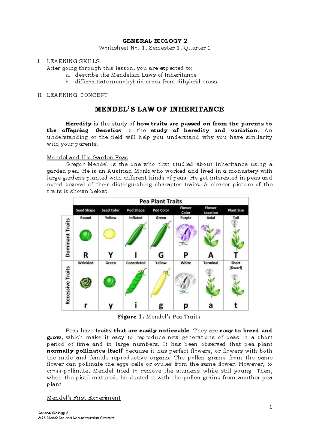 Edited General- Biology-2 Q1 WS1 Mendelian-and-Non-Mendelian-Genetics ...