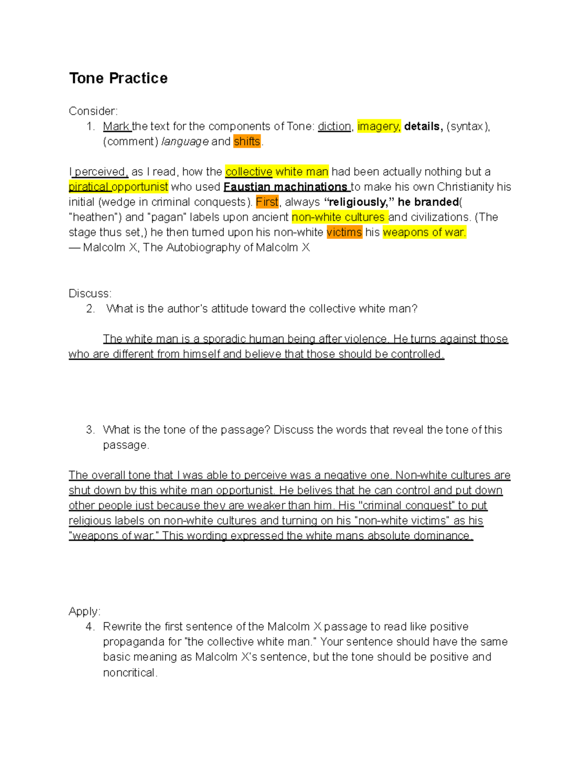 Tone Practice Analysis and Application in Literature - Studocu