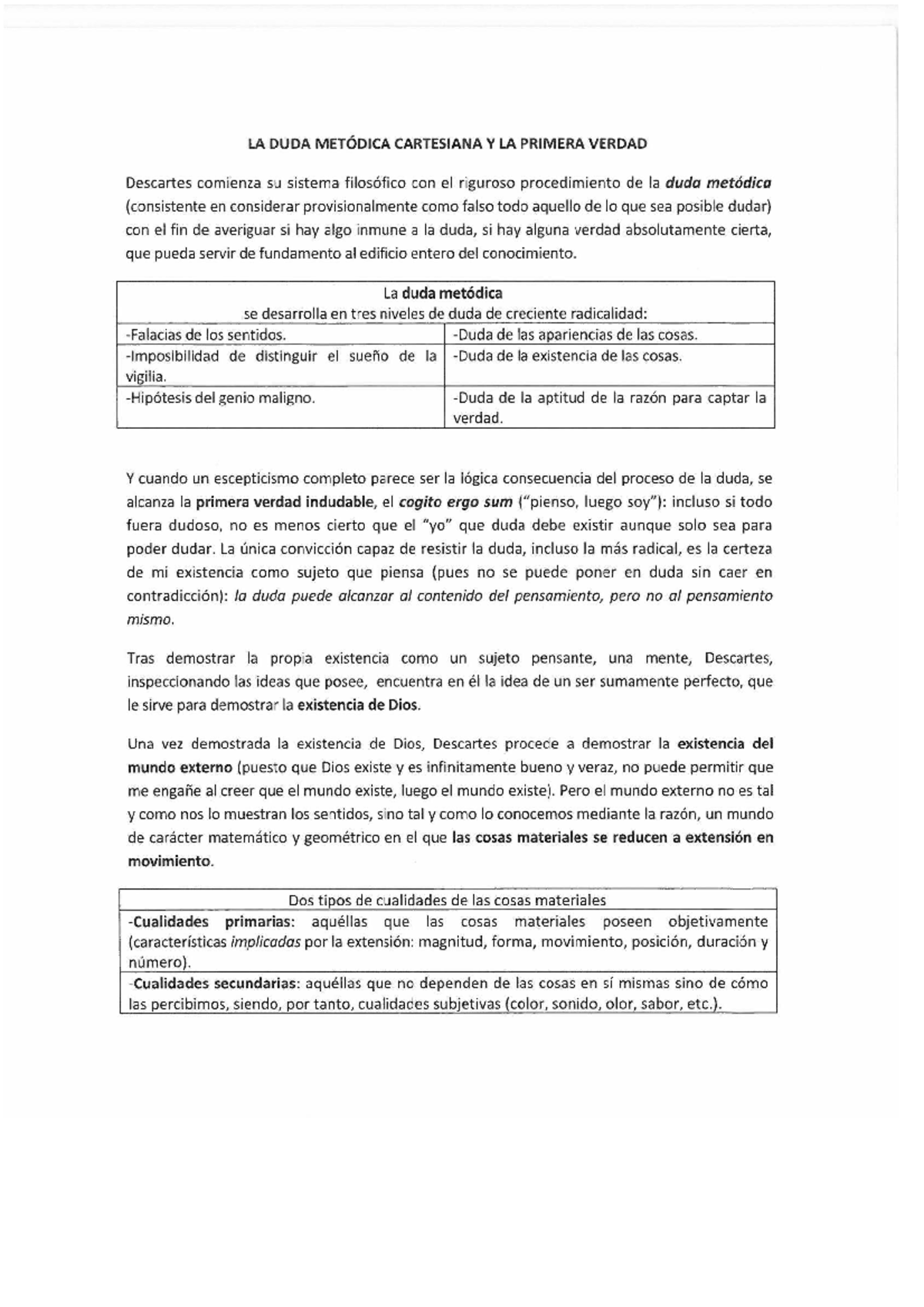 Esquema de Descartes y Kant: Duda Metódica y Verdades Fundamentales ...