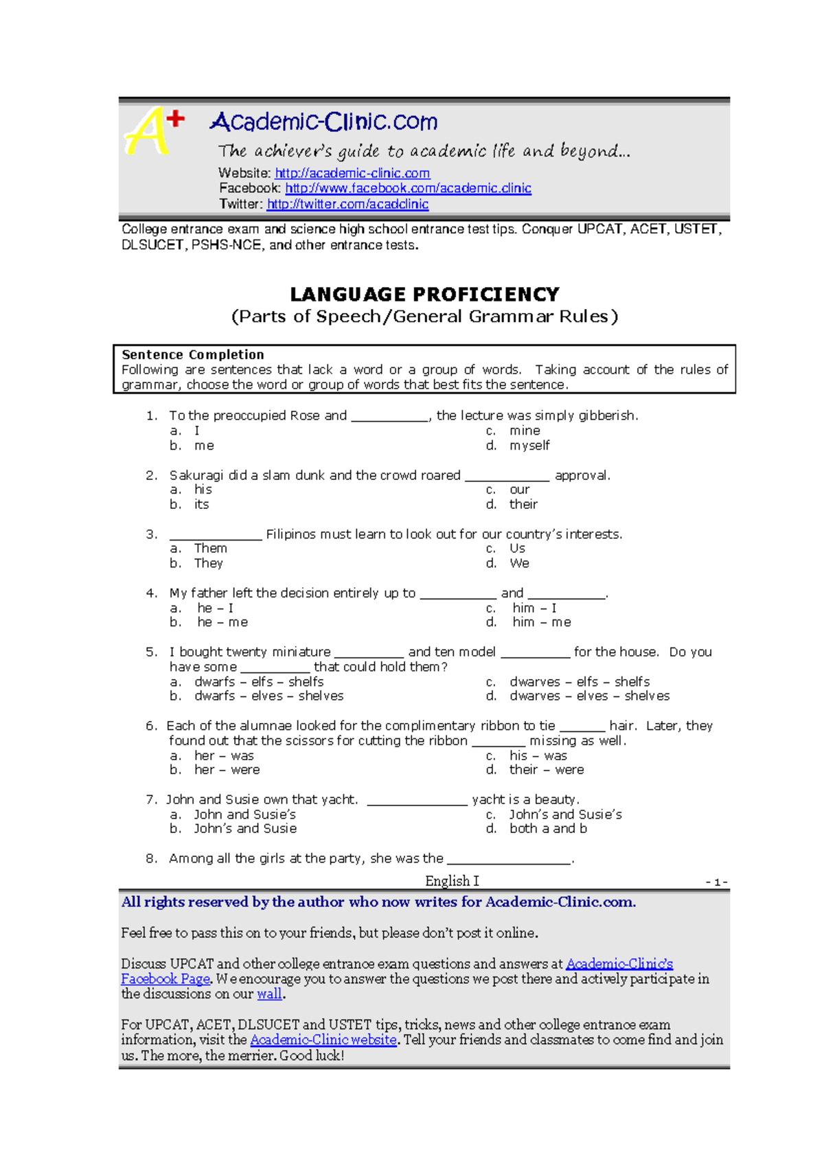English-Module-1 - Helpful information english and practice set for ...