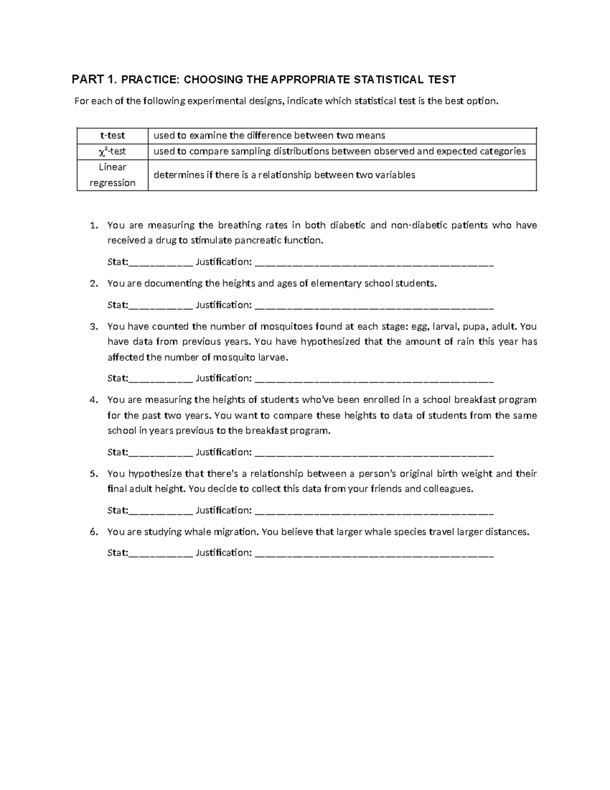 Statistical Test Selection Practice for Experimental Designs - Studocu