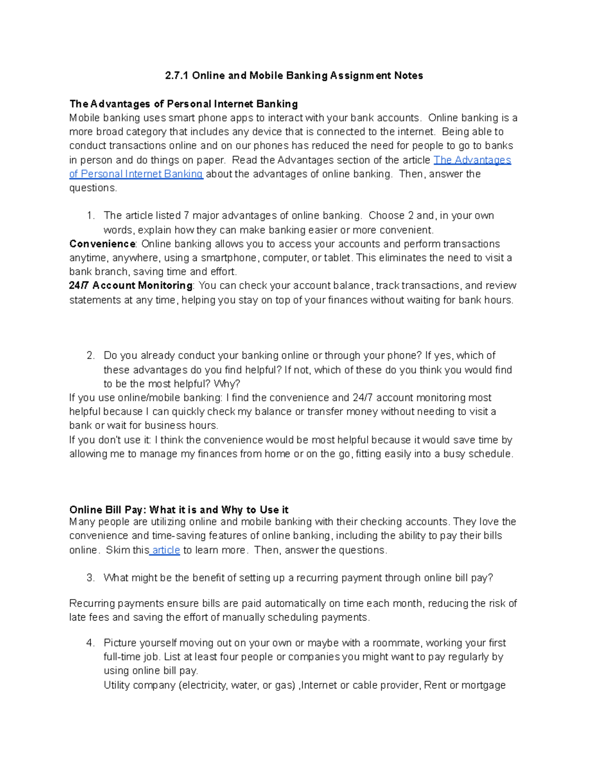 2.7.1 Online & Mobile Banking Assignment Notes: Key Advantages & Safety ...