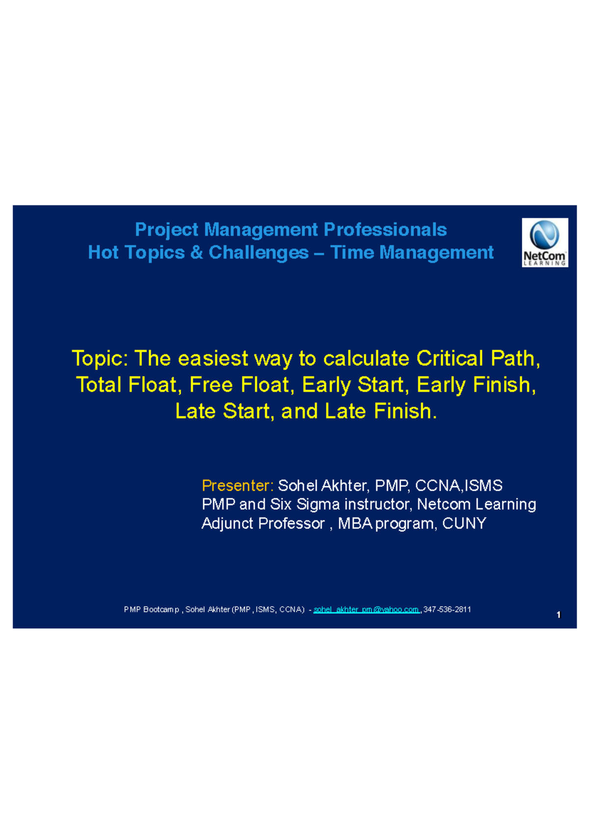 PMP Bootcamp: Critical Path & Float Calculations Notes - Studocu