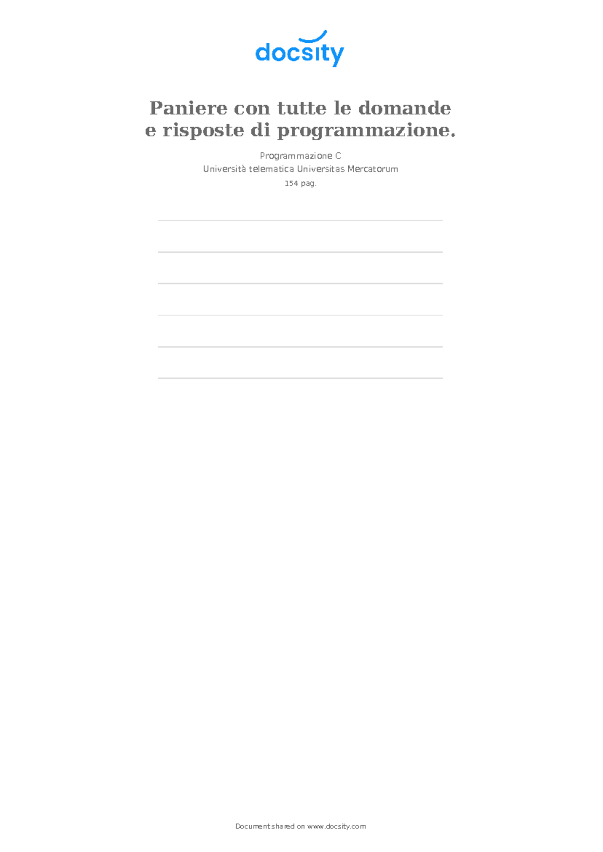 Docsity paniere con tutte le domande e risposte di programmazione - Programmazione C Università ...