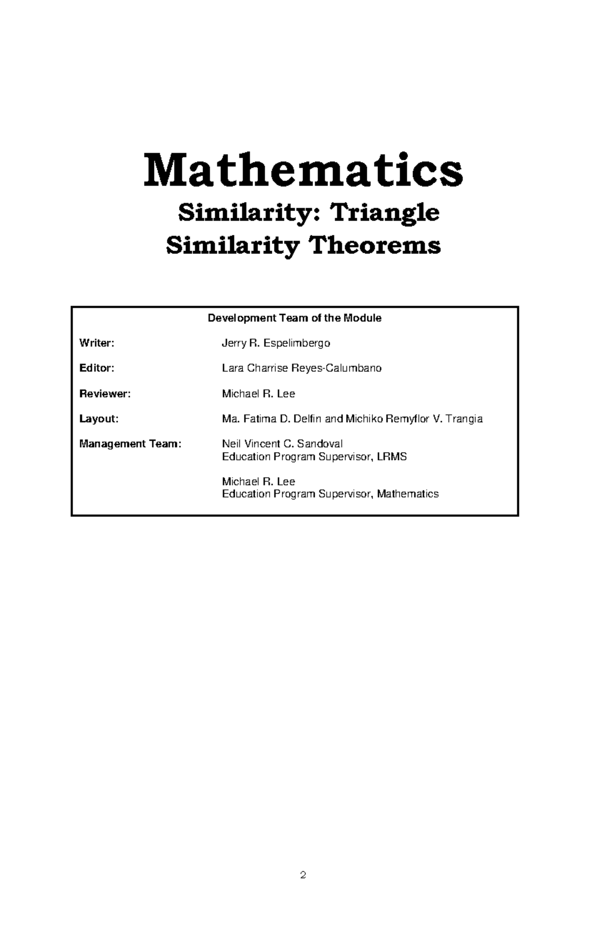 Math Lesson 5: Exploring Triangle Similarity Theorems and Proofs - Studocu