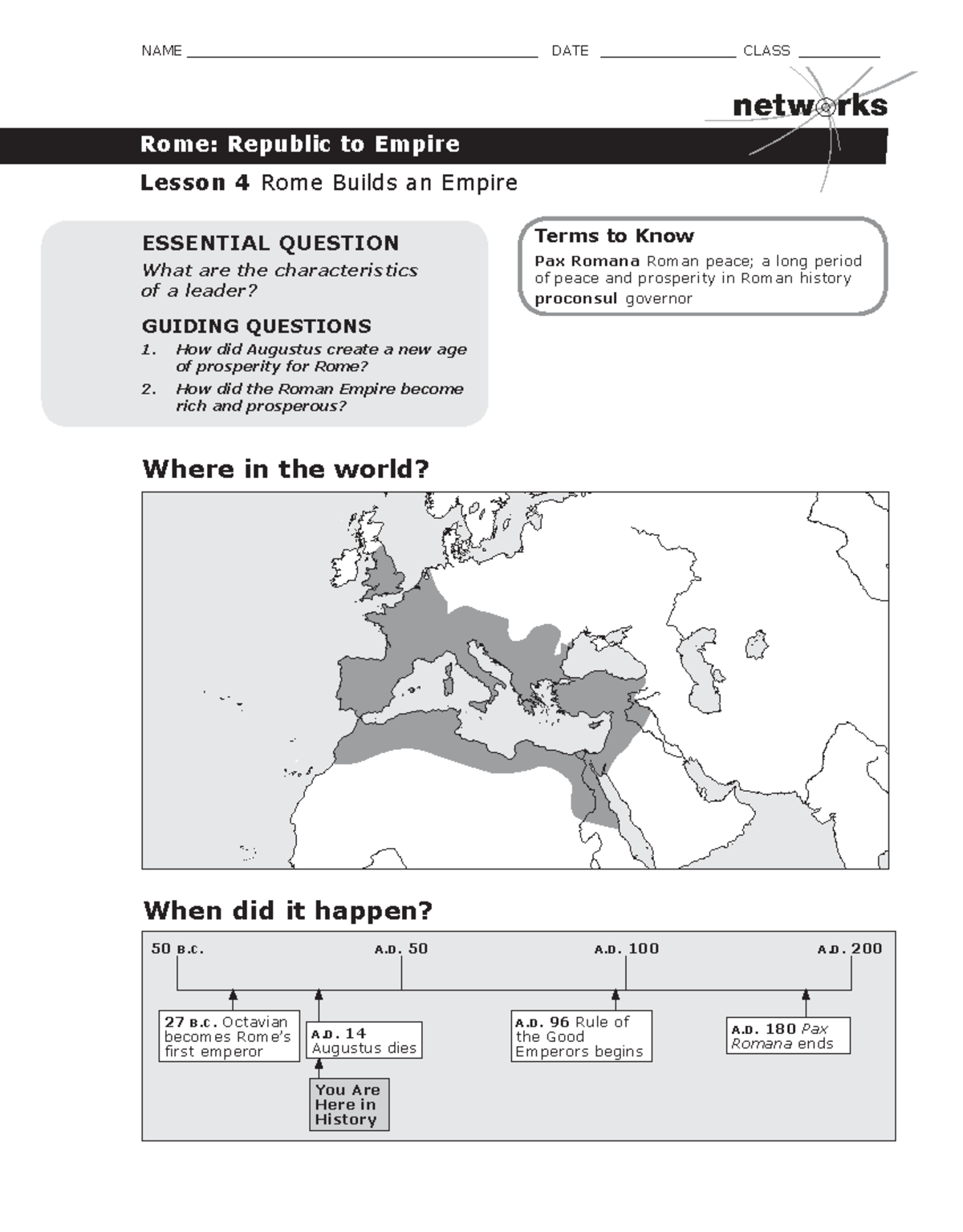Networks: Rome Builds an Empire (Lesson 4) - Key Characteristics of ...