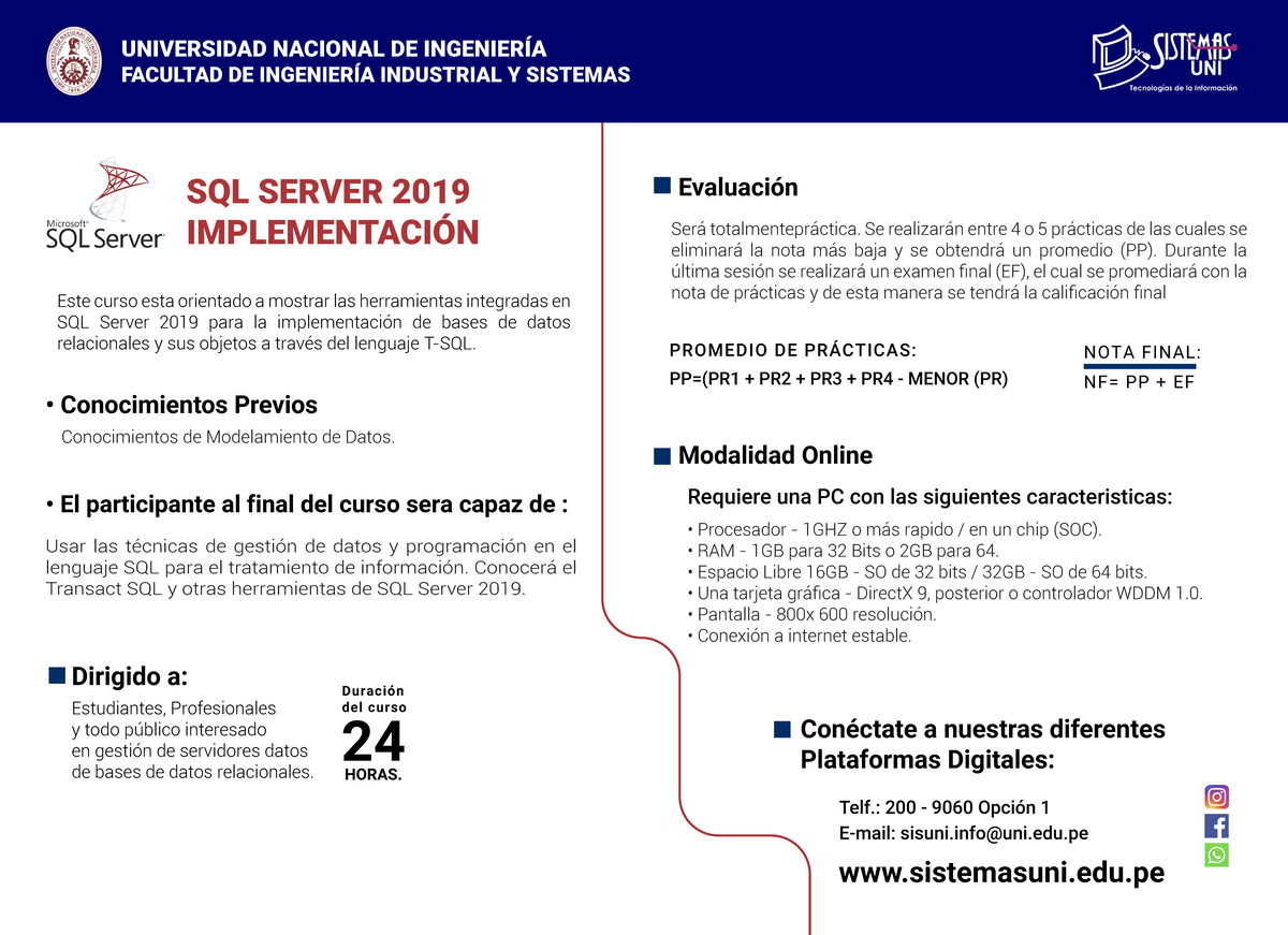 SQL Server 2019 Implementación - Curso UNI - Studocu