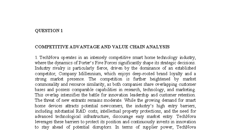 Assignment 3 - Competitive Advantage & Value Chain Analysis in Smart ...