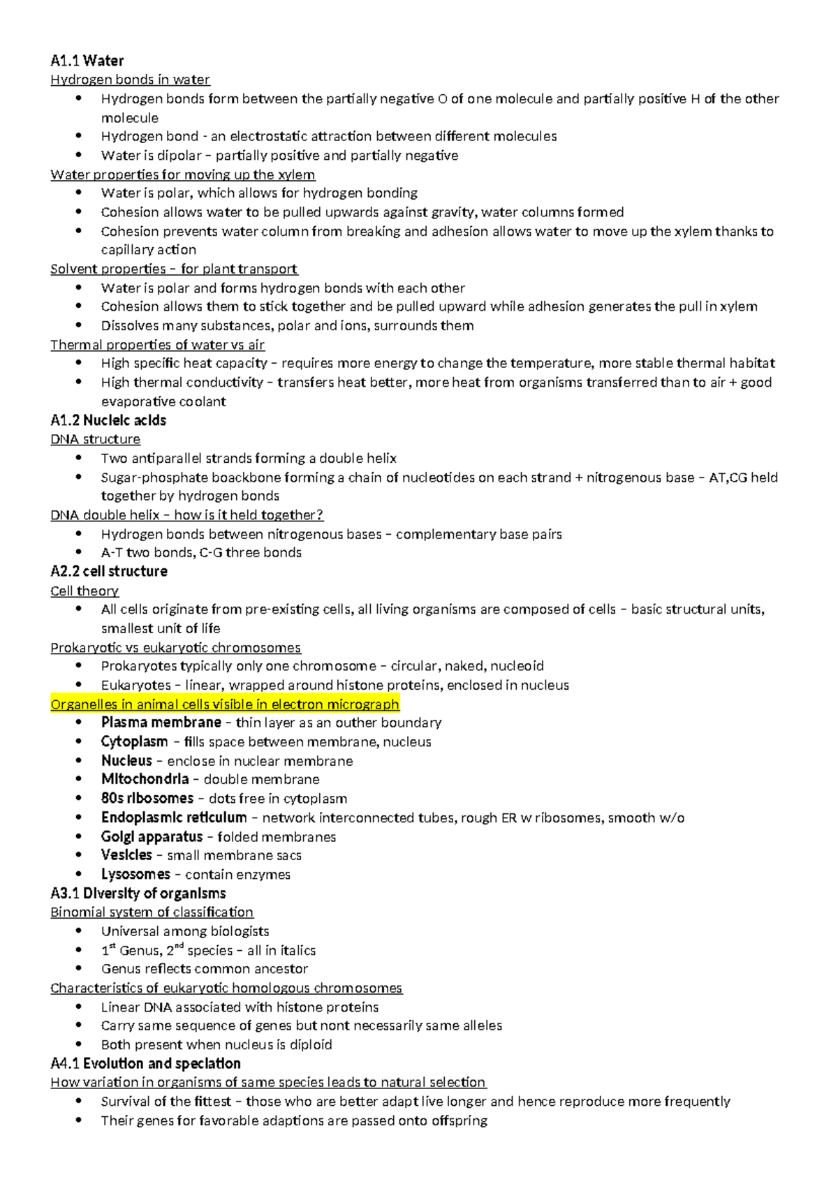 IB Bio Free Response Notes: Key Concepts and Processes - Studocu