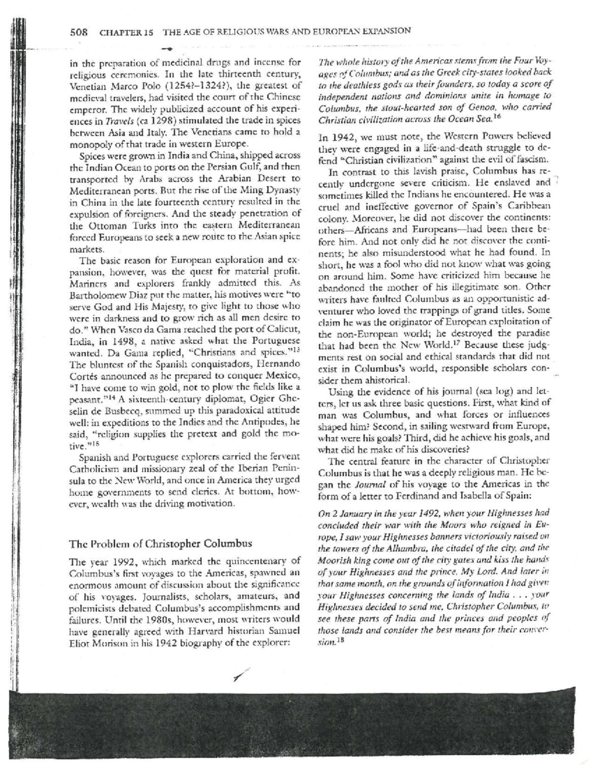 508 CHAPTER 15: THE AGE OF RELIGIOUS WARS & COLUMBUS' LEGACY - Studocu