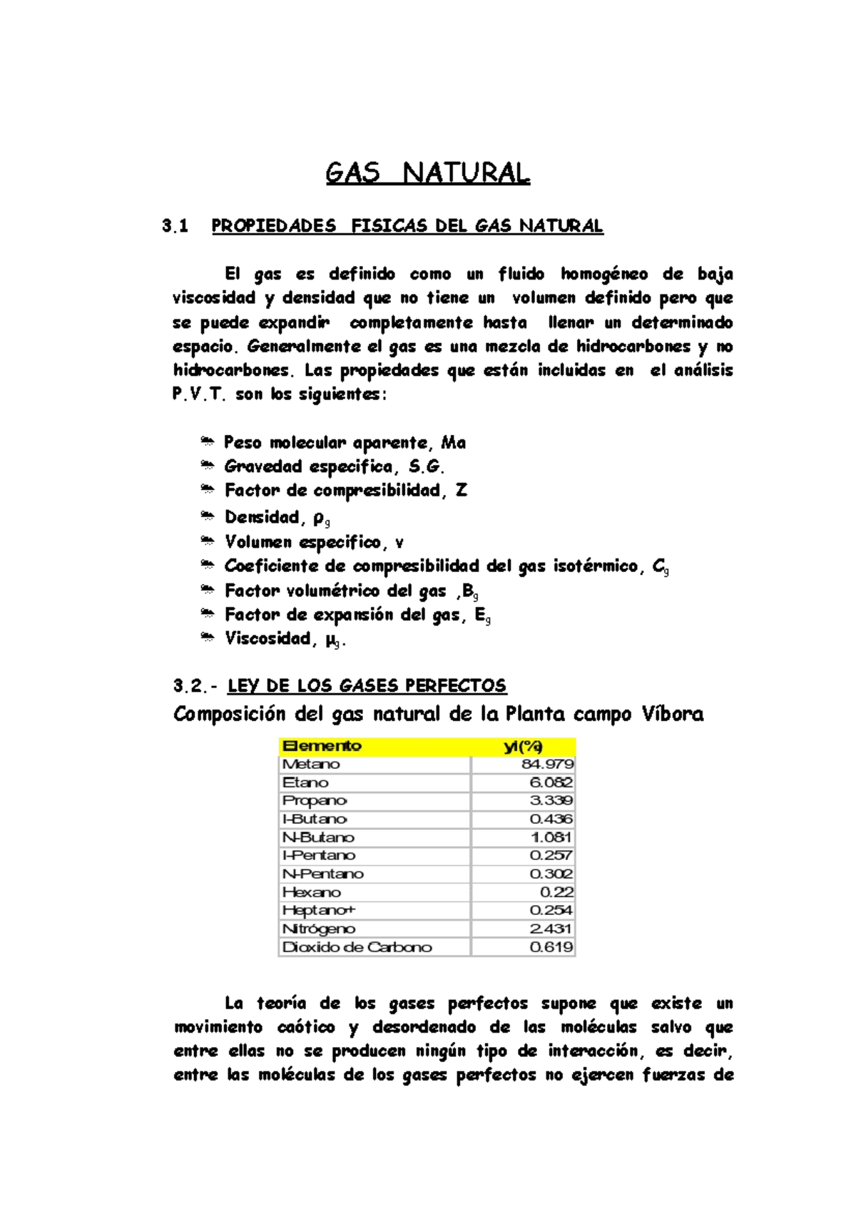 GAS Natural - Propiedades Físicas y Comportamiento de Gases Reales ...