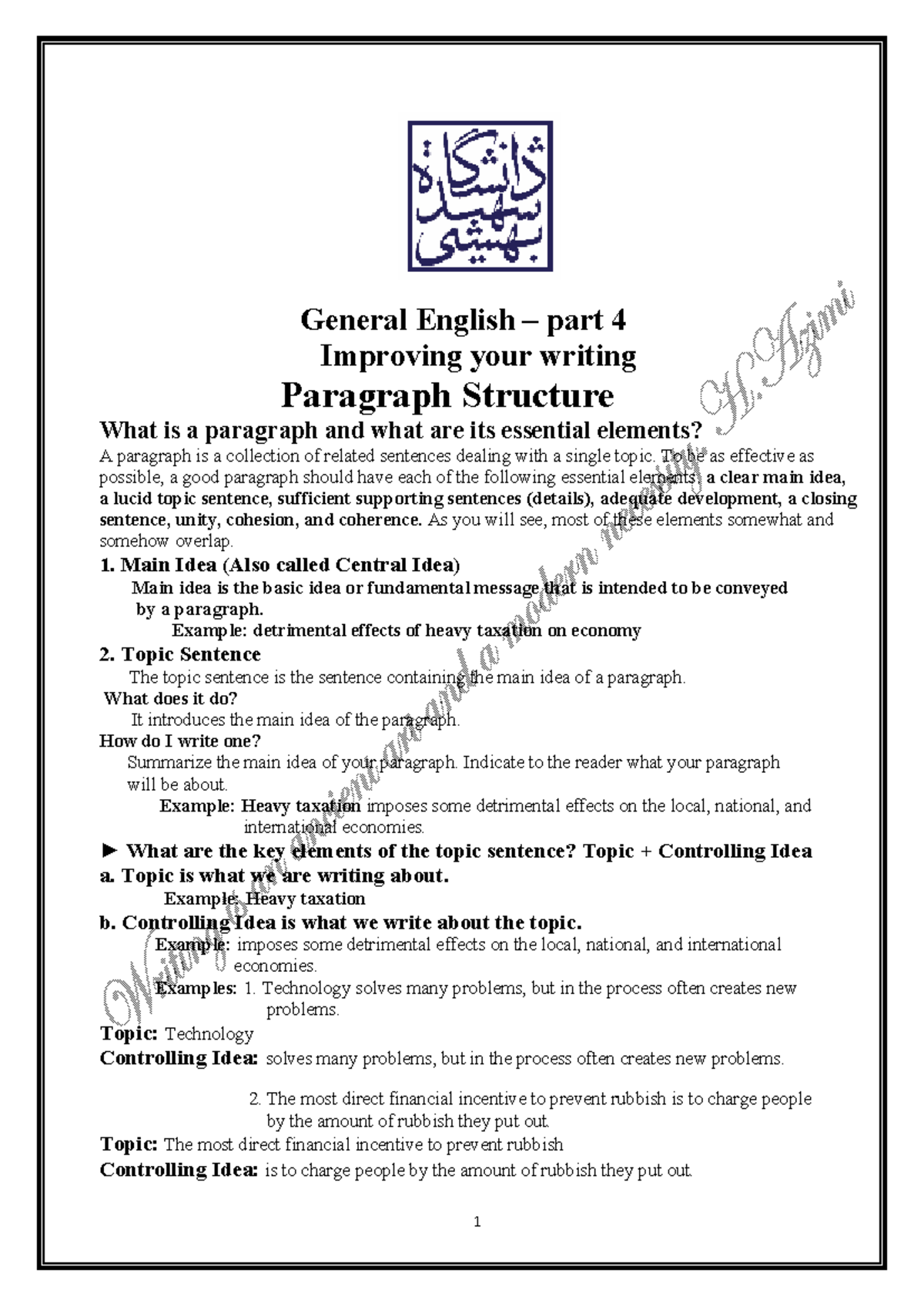 General English - Part 4: Paragraph Structure & Essay Writing ...