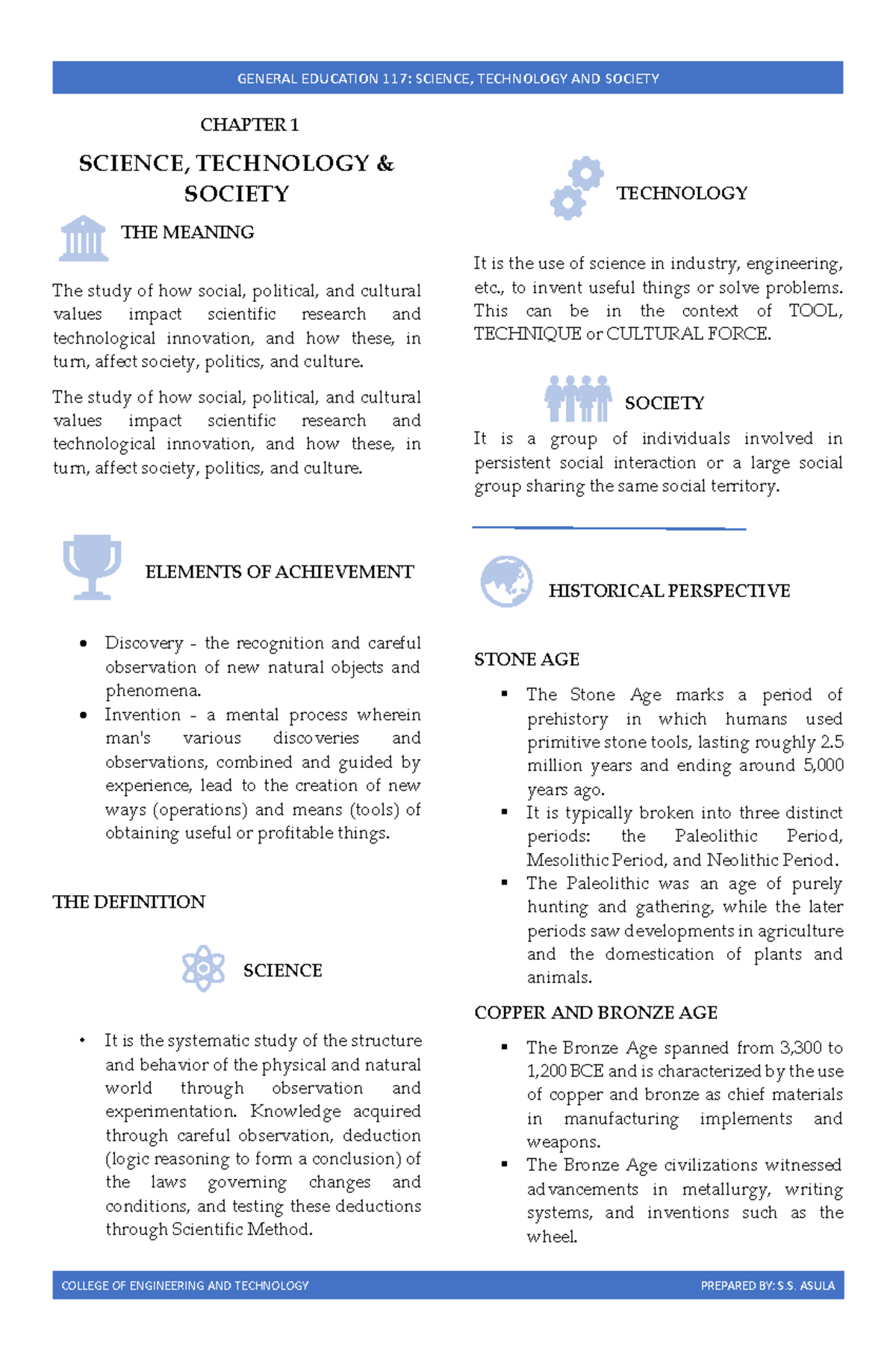 GE117 Lectures - Chapter 1: Science, Technology & Society Summary - Studocu