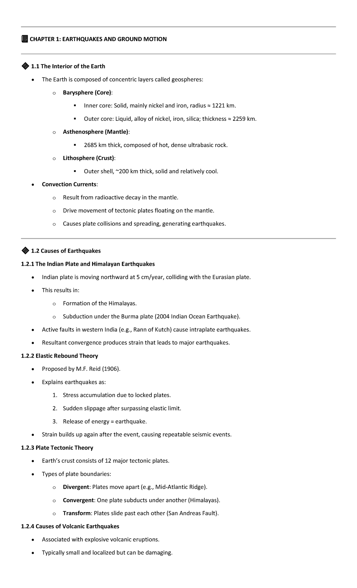CHAPTER 1: EARTHQUAKES AND GROUND MOTION - Prelim Notes - Studocu