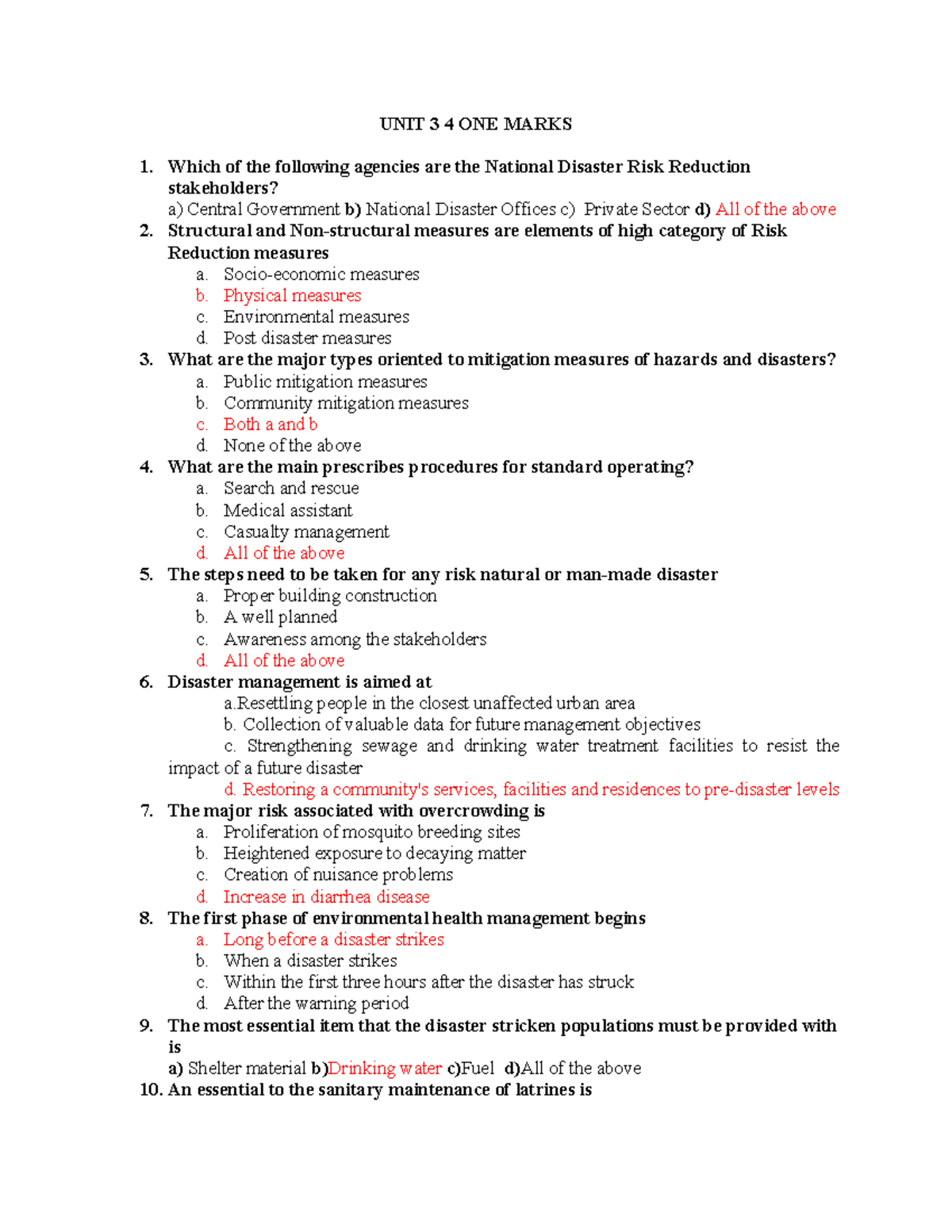 UNIT 34 1M - UNIT 3 4 ONE MARKS Which of the following agencies are the ...