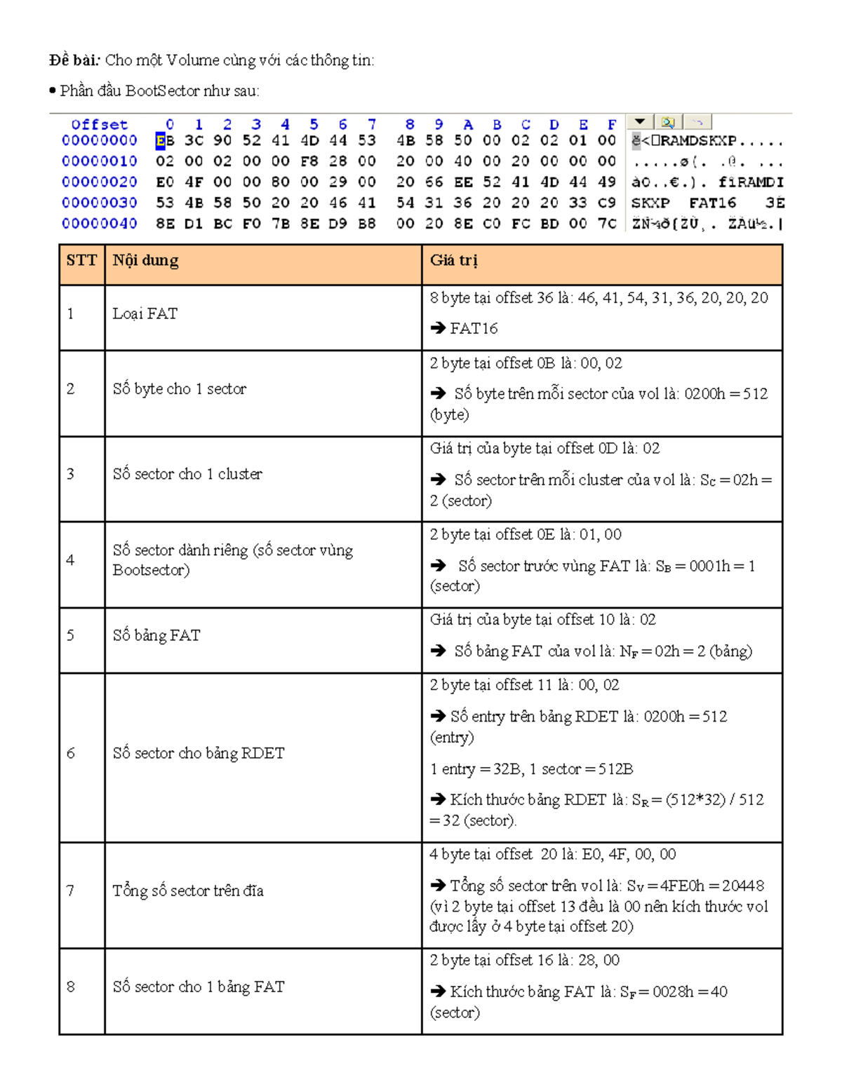 FAT12 - Hướng Dẫn Bài Tập FAT và Boot Sector Thông Tin - Studocu