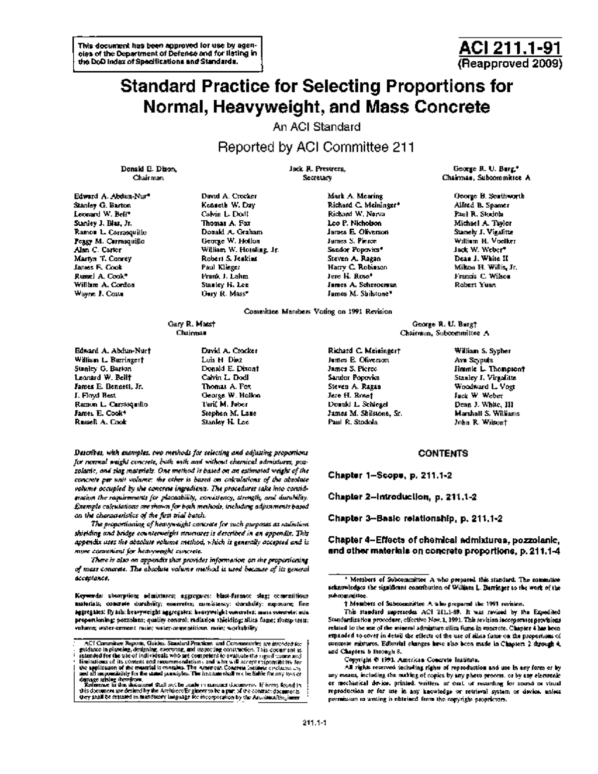 ACI-211: Committee Report on Concrete Proportions and Mix Design - Studocu