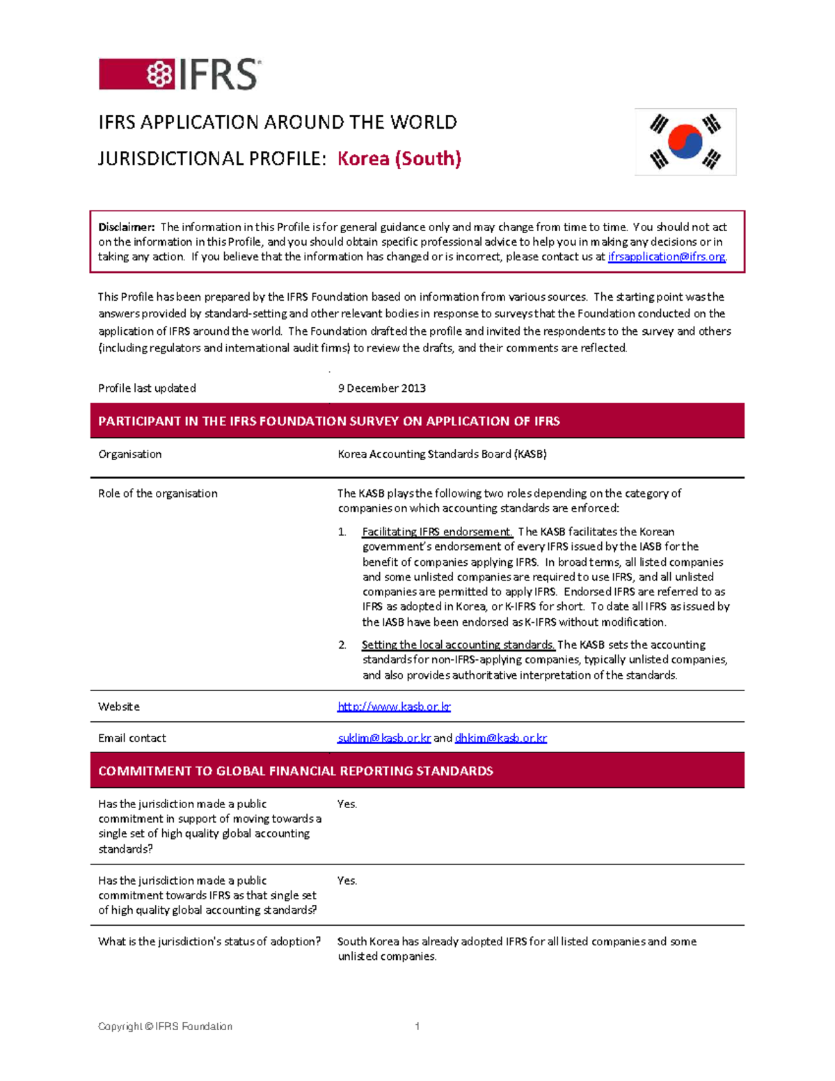 IFRS Application Profile: South Korea Overview and Insights - Studocu