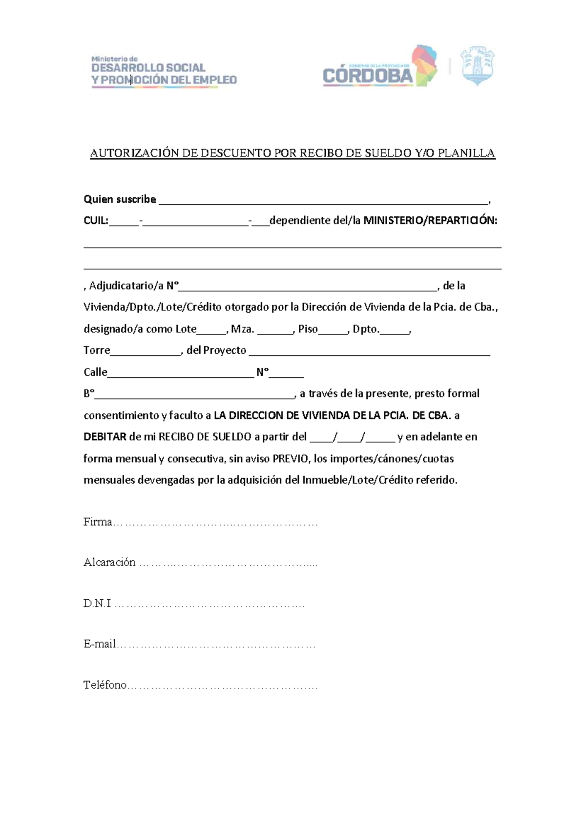 Documentos 27355764074 37355994 Formulario PARA Adherir AL Descuento ...