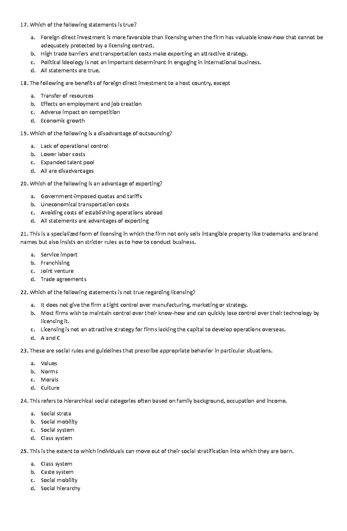 International Business & Trade - Quiz 2 - Tarlac State University ...