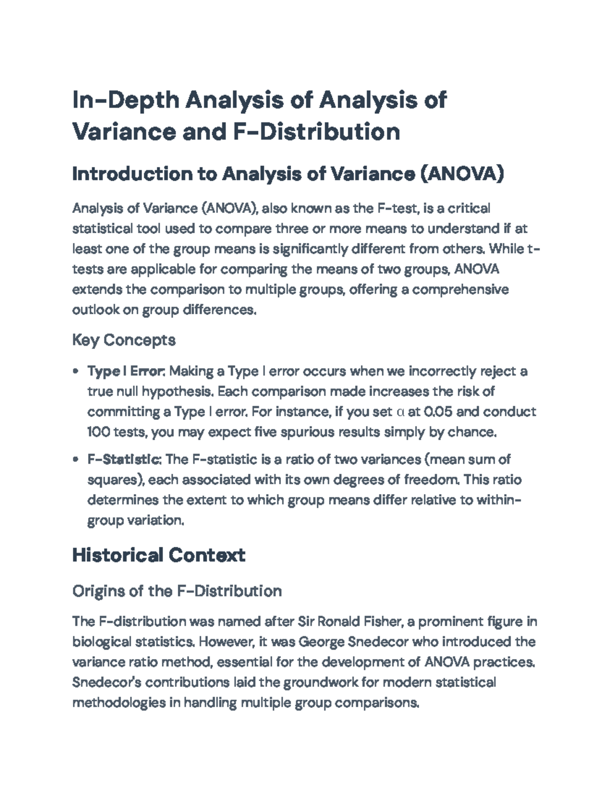 Analysis of Variance (ANOVA) and F-Distribution: Concepts ...