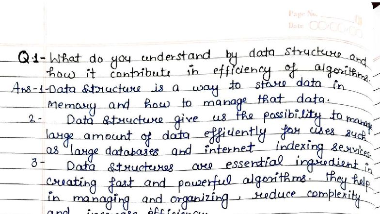 Unit 1 - Understanding Data Structures and Their Impact on Algorithm Efficiency - Studocu