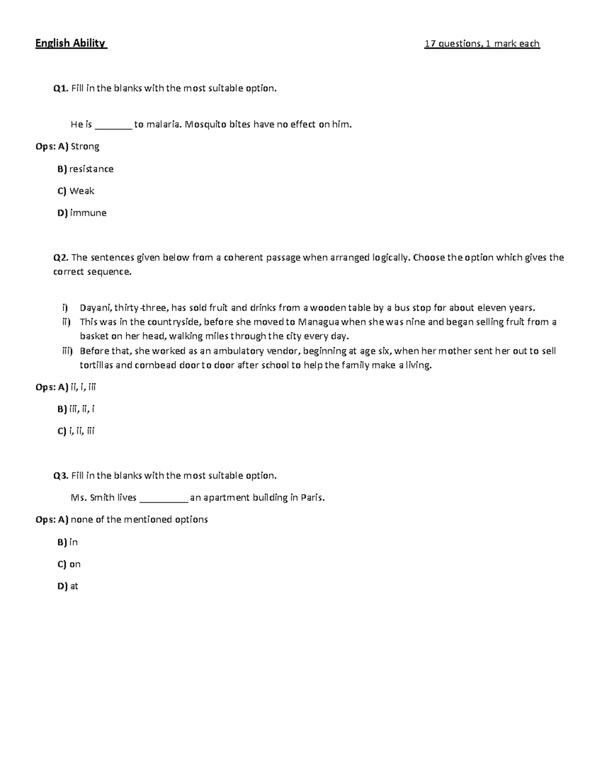 Engineering Hiring Sample Questions: English, Reasoning & MS Office ...