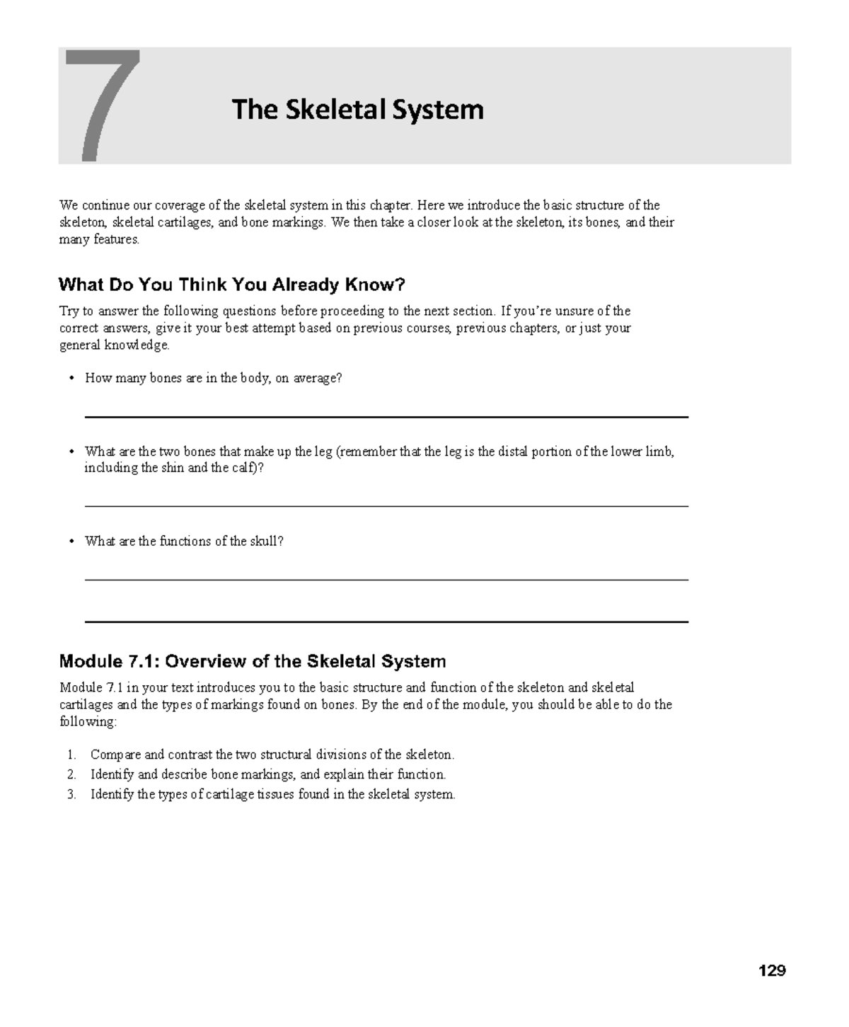 Chapter 7: The Skeletal System Overview and Key Concepts - Studocu
