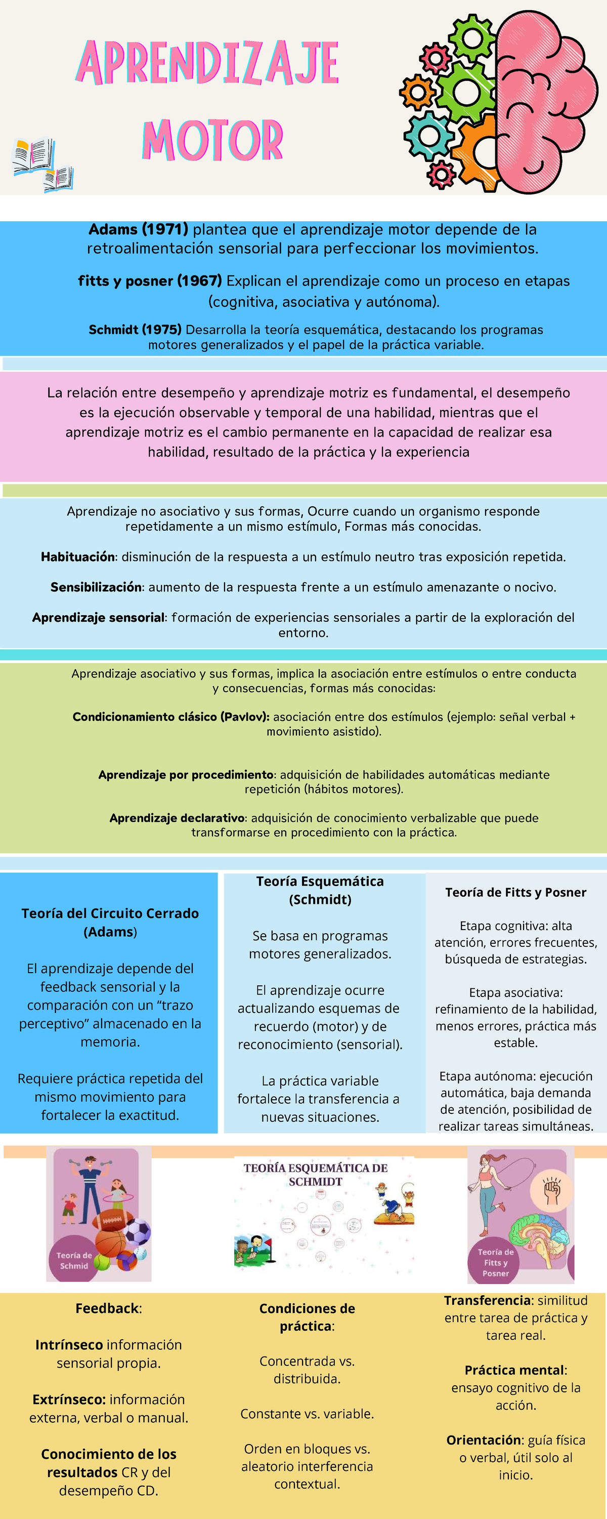 APRENDIZAJE MOTOR: Teorías y Procesos (Adams, Fitts y Posner) - Studocu