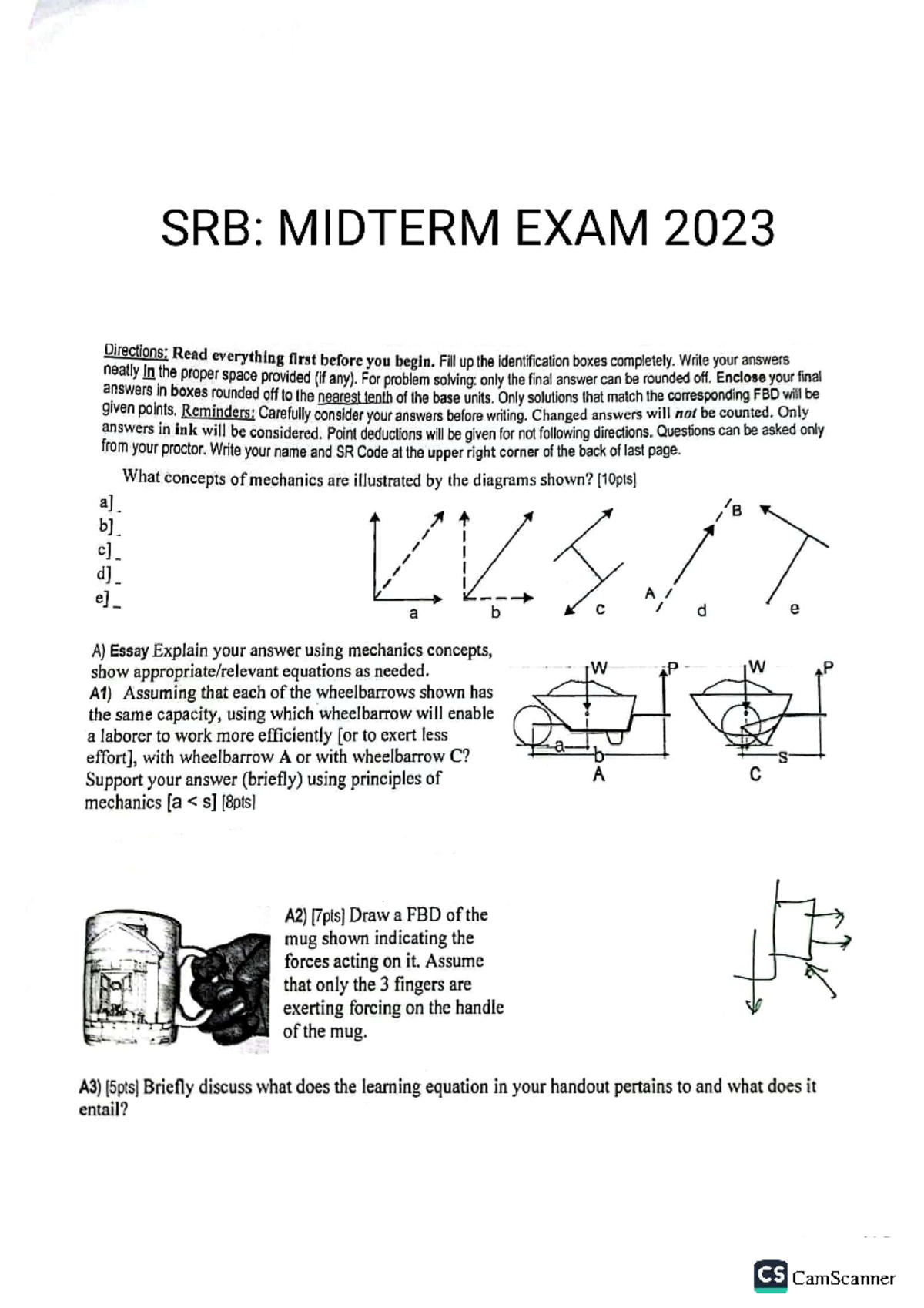 SRB: MIDTERM EXAM REVIEW 2023 - Mechanics Concepts and Problem Solving ...
