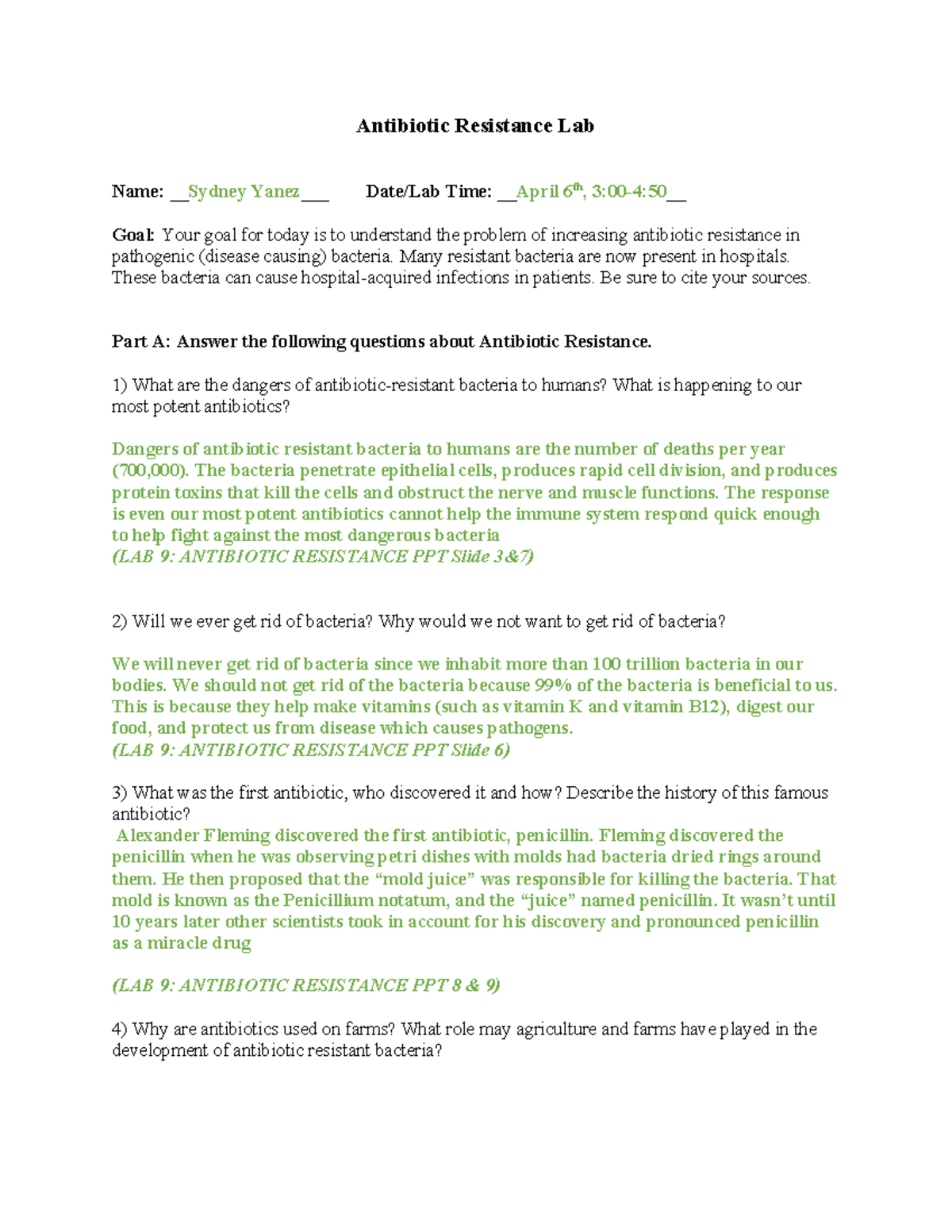 Lab 09: Exploring Antibiotic Resistance and Its Implications - Studocu