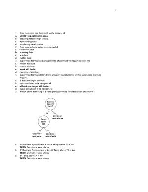 PS2 sol - Assignment 2 solution - Problem Solving Assignment 2 Data Mining (CSE4052) Suppose ...