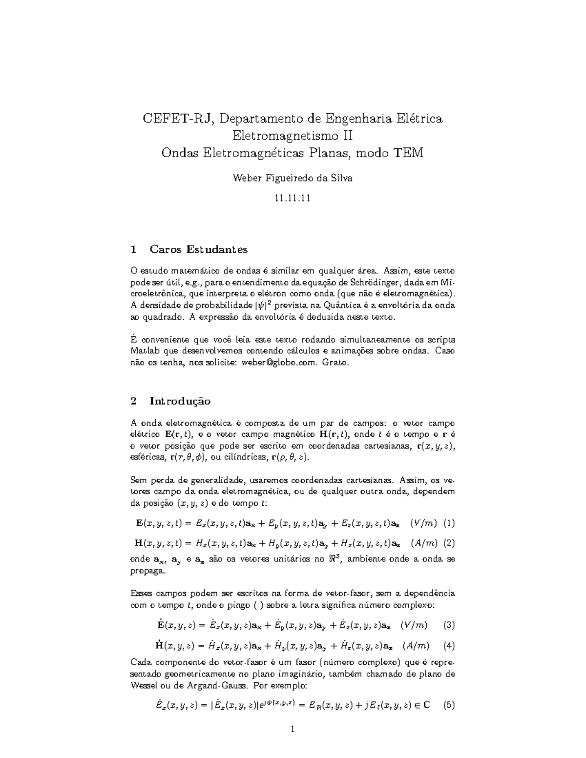 Ondas Eletromagnéticas II - Modo TEM e Análise Matemática - Studocu