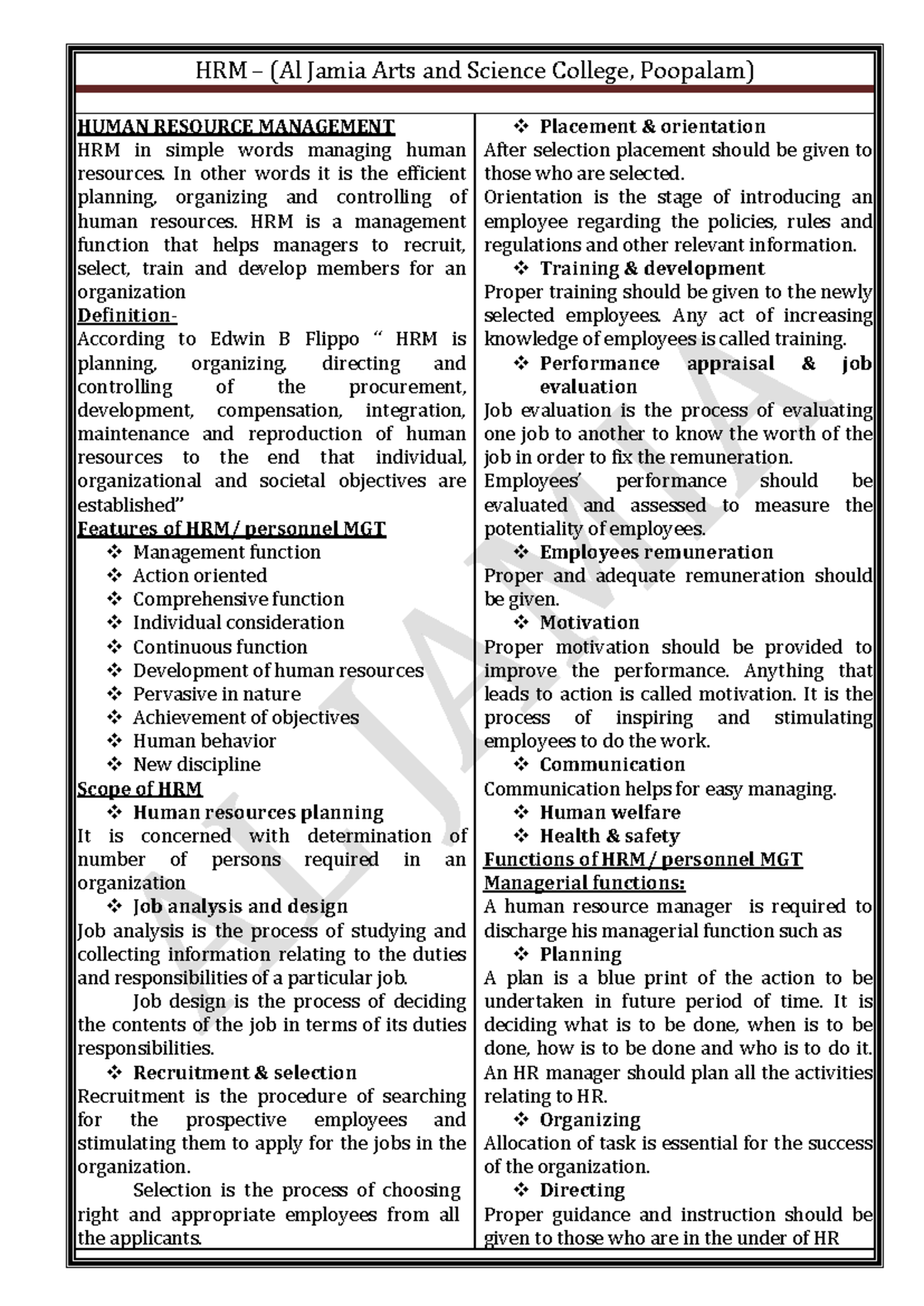 HRM (HRM 101) Overview: Key Concepts and Functions Explained - Studocu