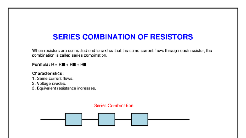 Series and Parallel Combination of Resistors - Class 12 Notes - Studocu